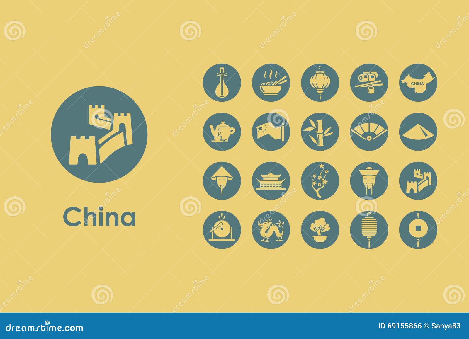 Set of China simple icons stock vector. Illustration of abstract - 69155866