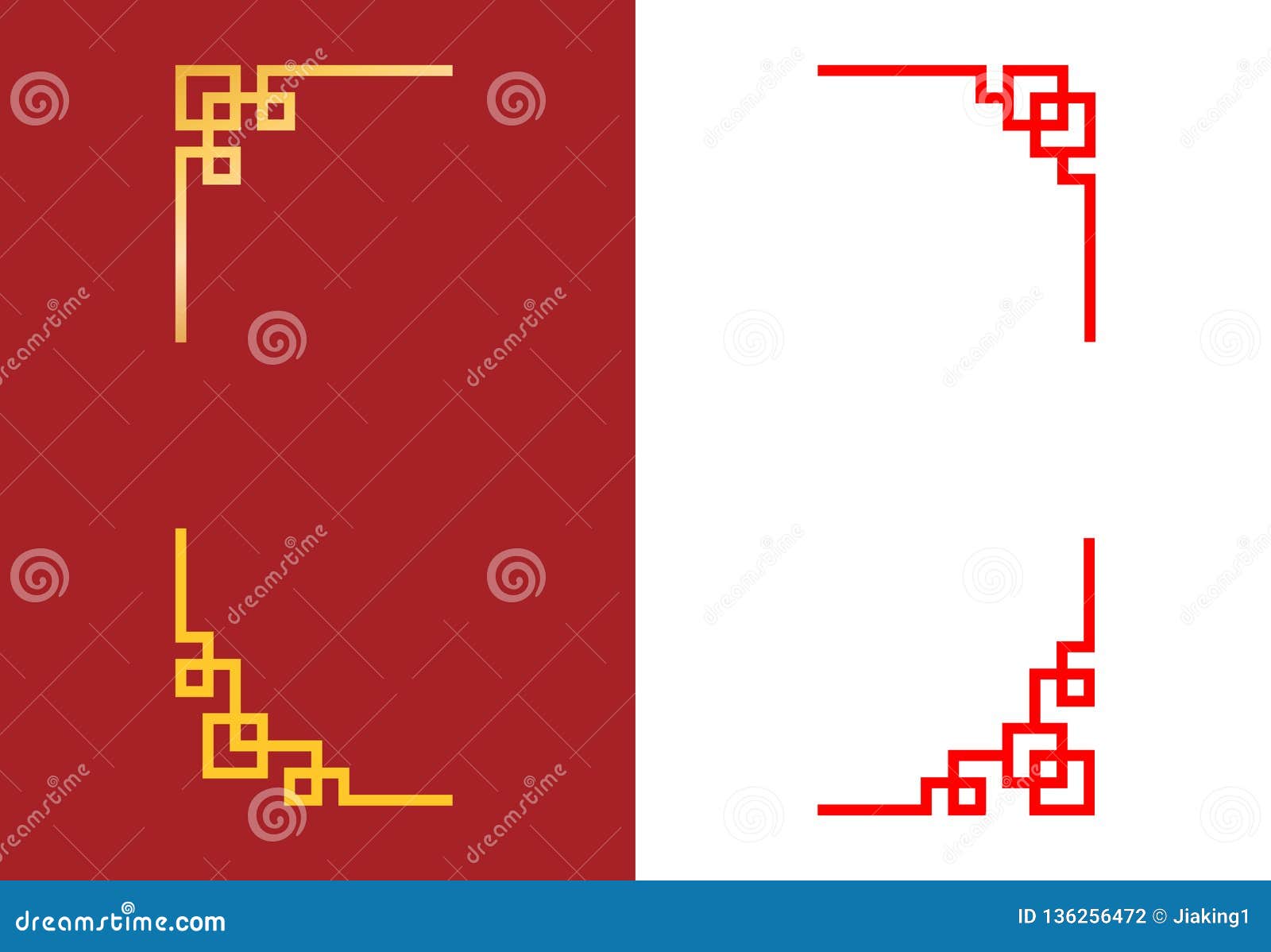 Set of Chinese Corner in Linear Style, Vector Stock Vector ...