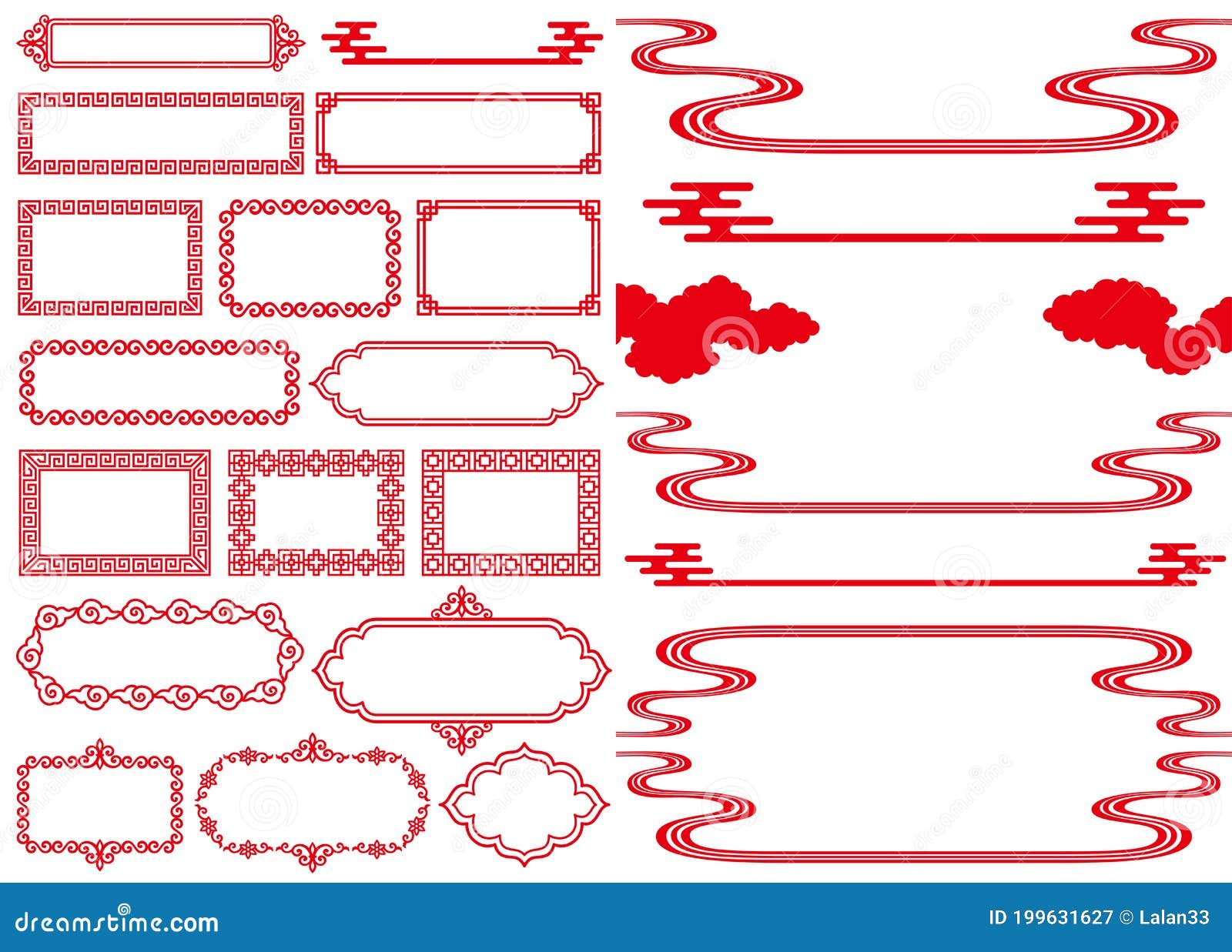 Set of Chinese Decorative Frames. Stock Vector - Illustration of ...