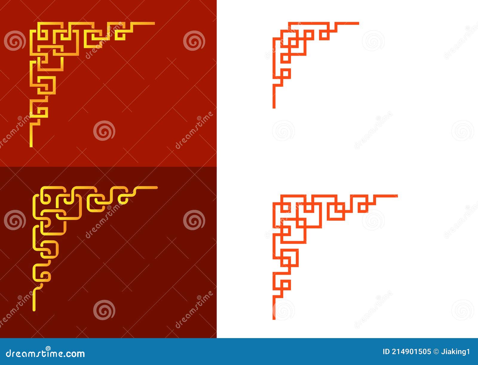 Set of Chinese Line Corner Element, Vector Art Stock Vector ...