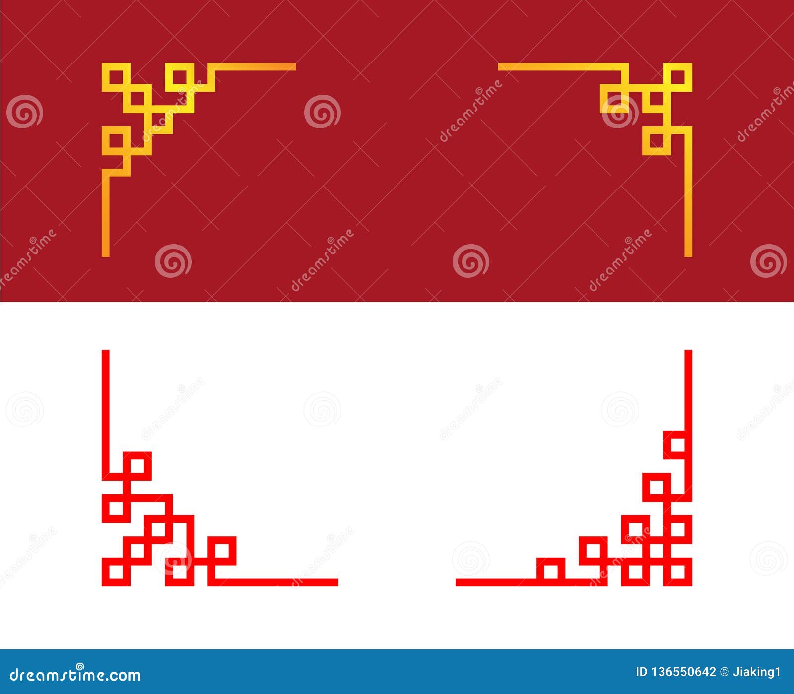 Set of Chinese Line Corner Ornament, Vector Art Stock Vector ...