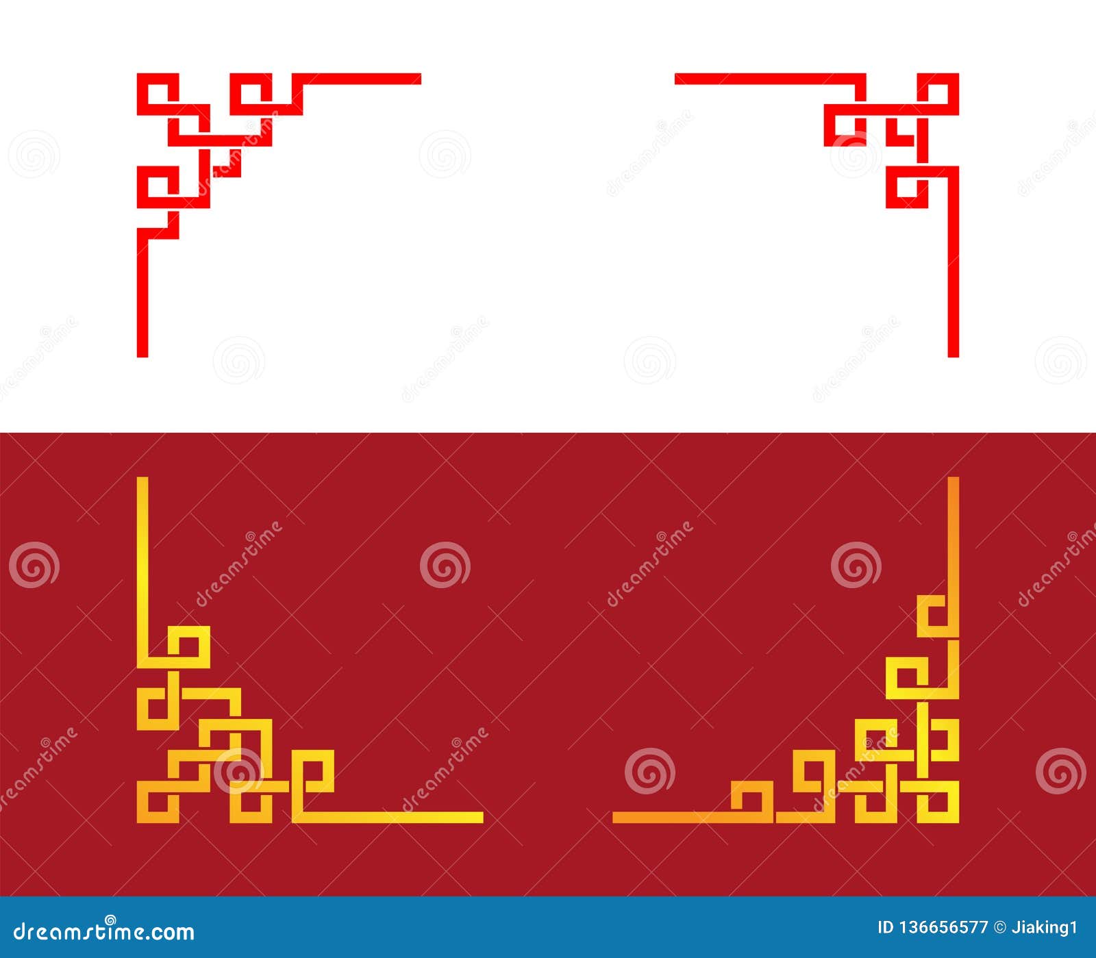Set of Chinese Line Corner Ornament, Vector Art Stock Vector ...