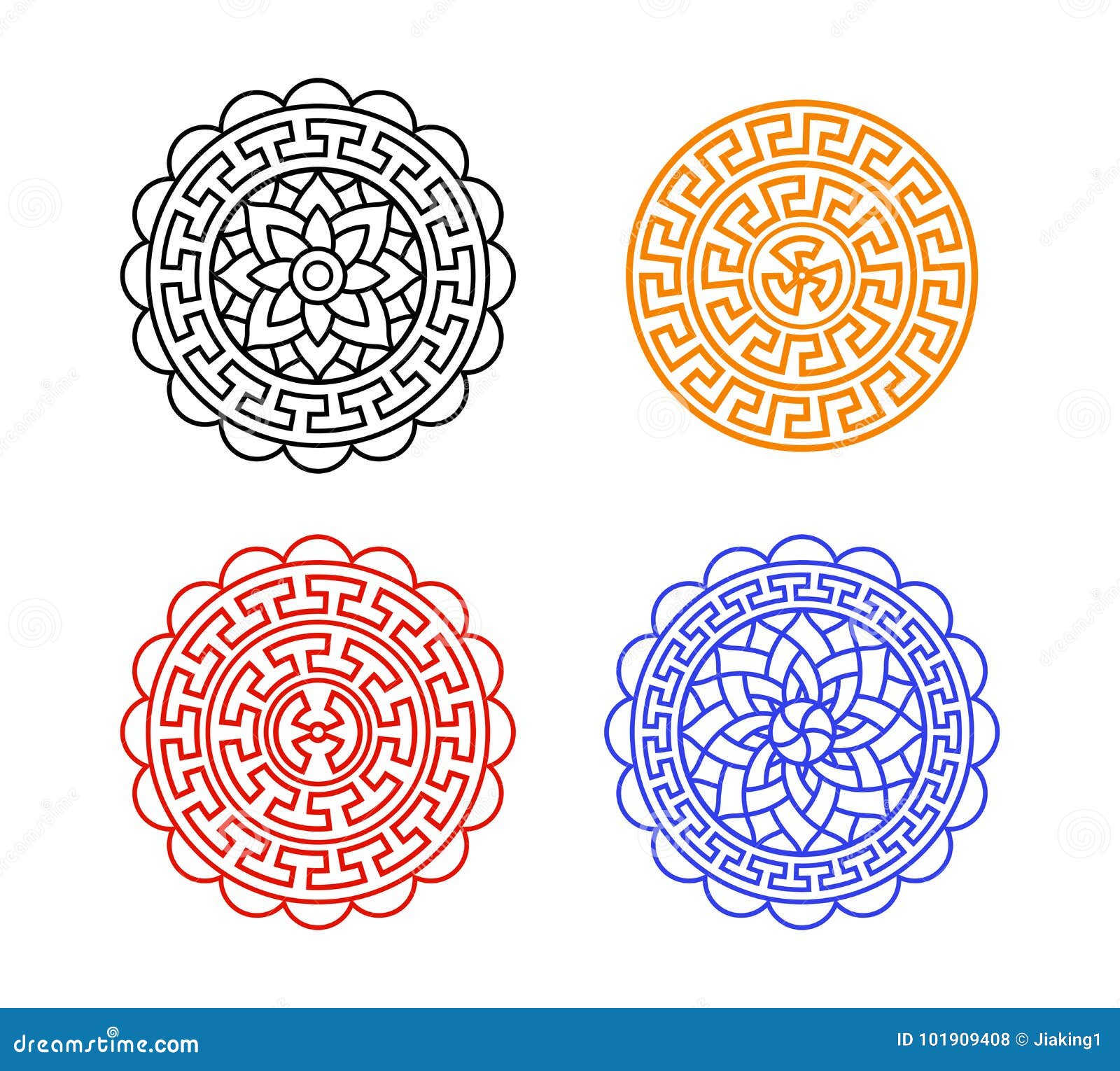 Set of Chinese Moon Cake Pattern on White, Vector Stock Vector ...