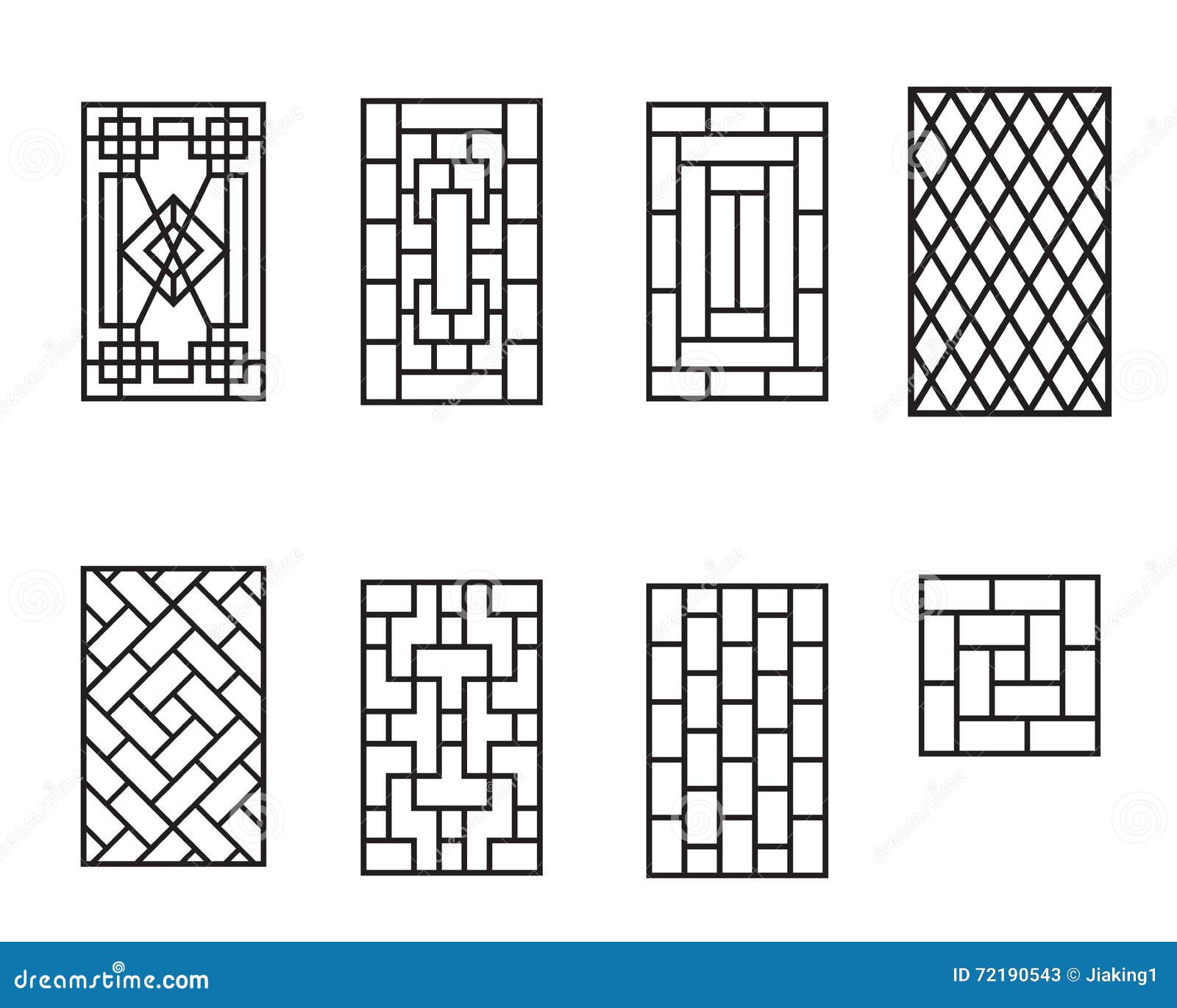 Set of Chinese Pattern Window Frame Stock Vector - Illustration of ...