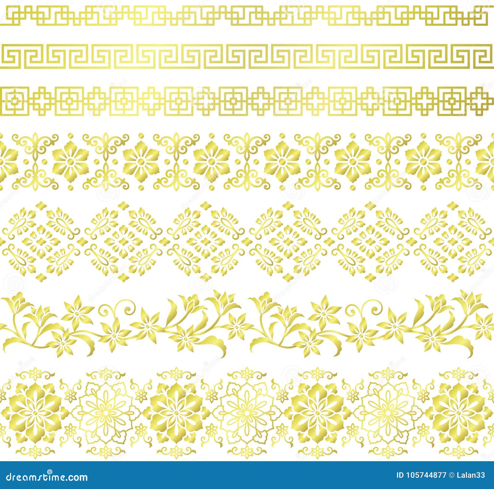 Set of Chinese Style Borders. Stock Vector - Illustration of header ...