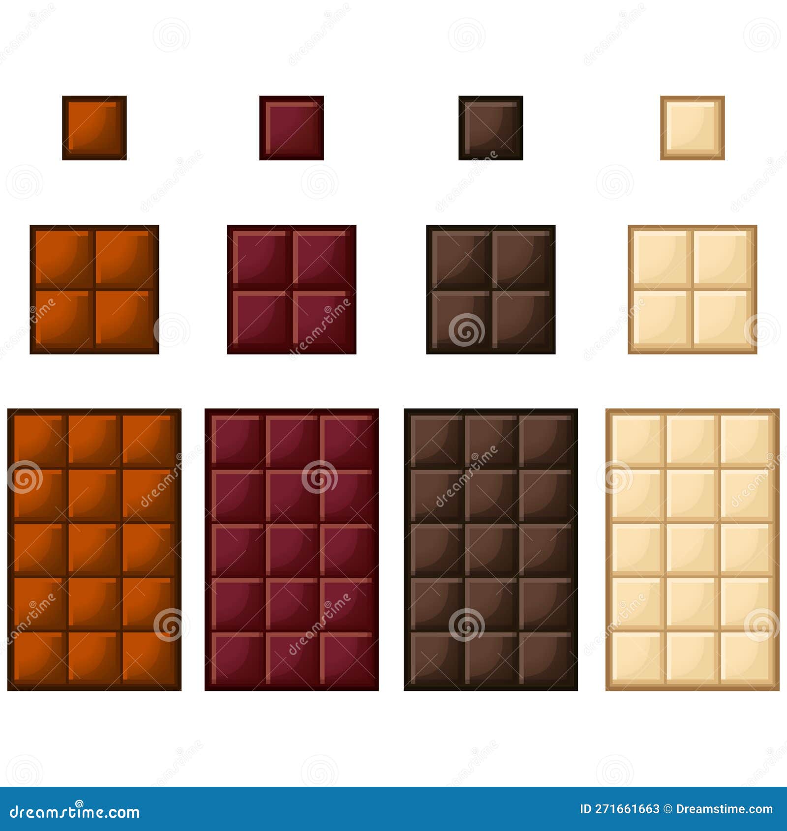 Set of Chocolate Bar Isolated on White Background. Vector Cartoon Flat ...
