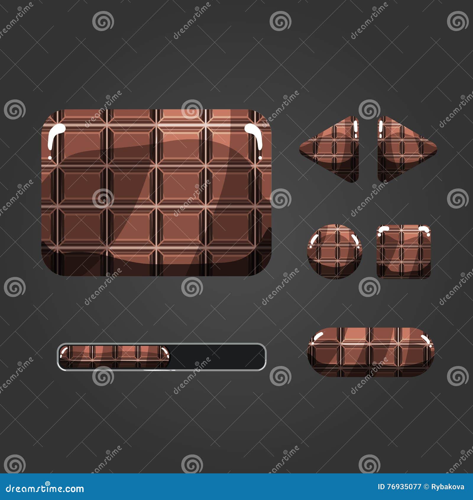 Set of Chocolate Different Buttons Stock Vector - Illustration of ...