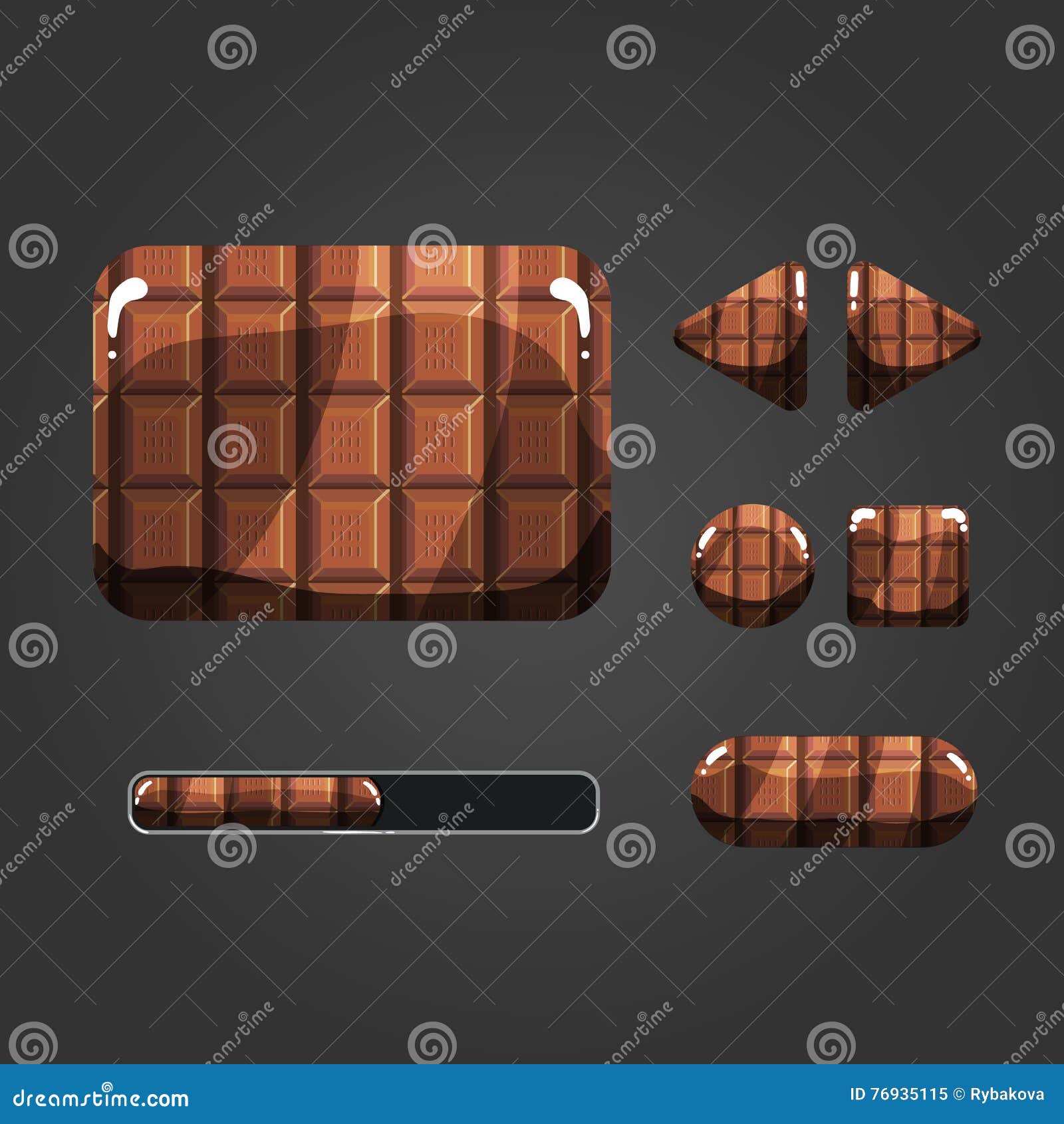 Set of Chocolate Different Buttons Stock Vector - Illustration of candy ...