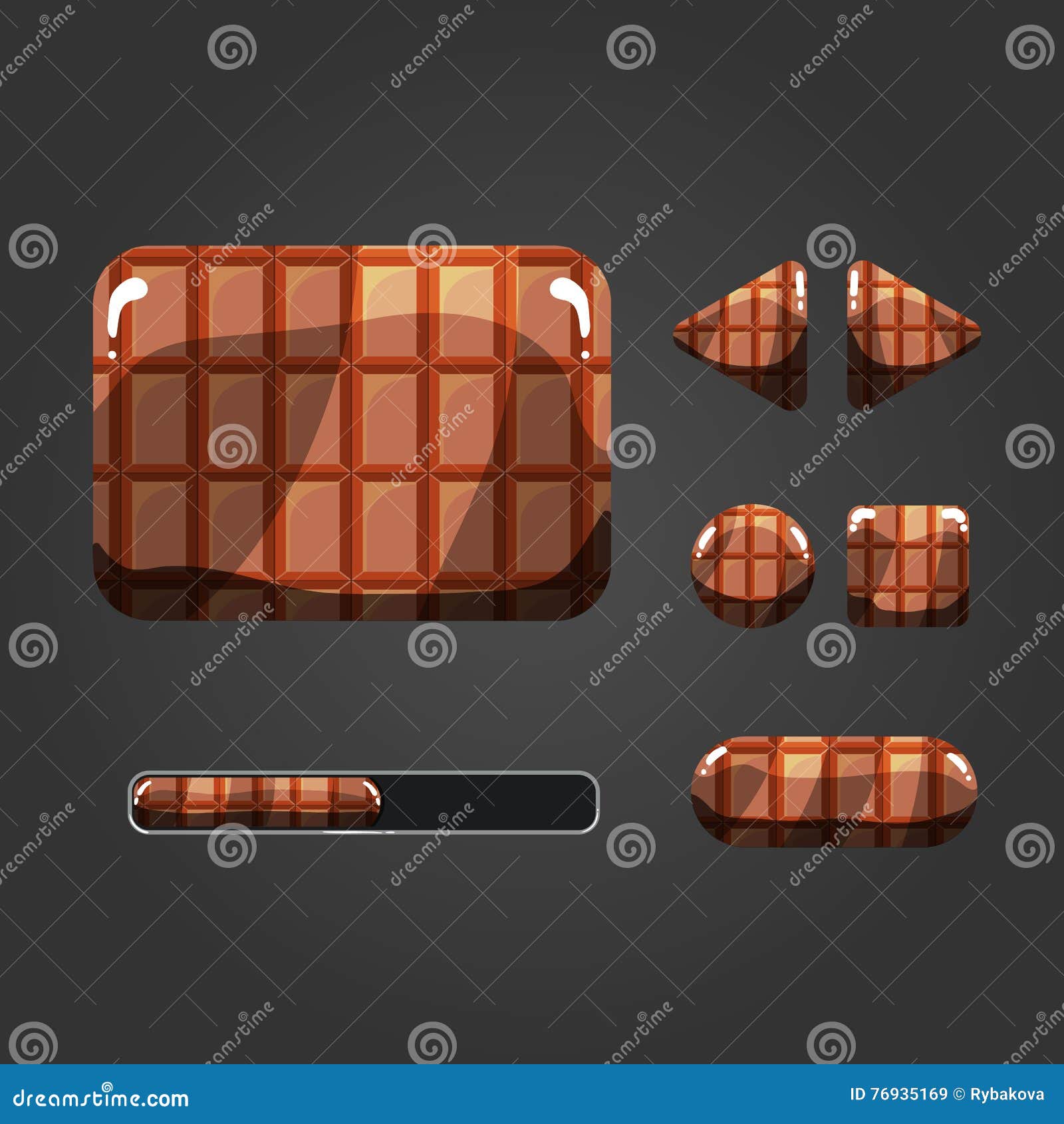 Set of Chocolate Different Buttons Stock Vector - Illustration of ...