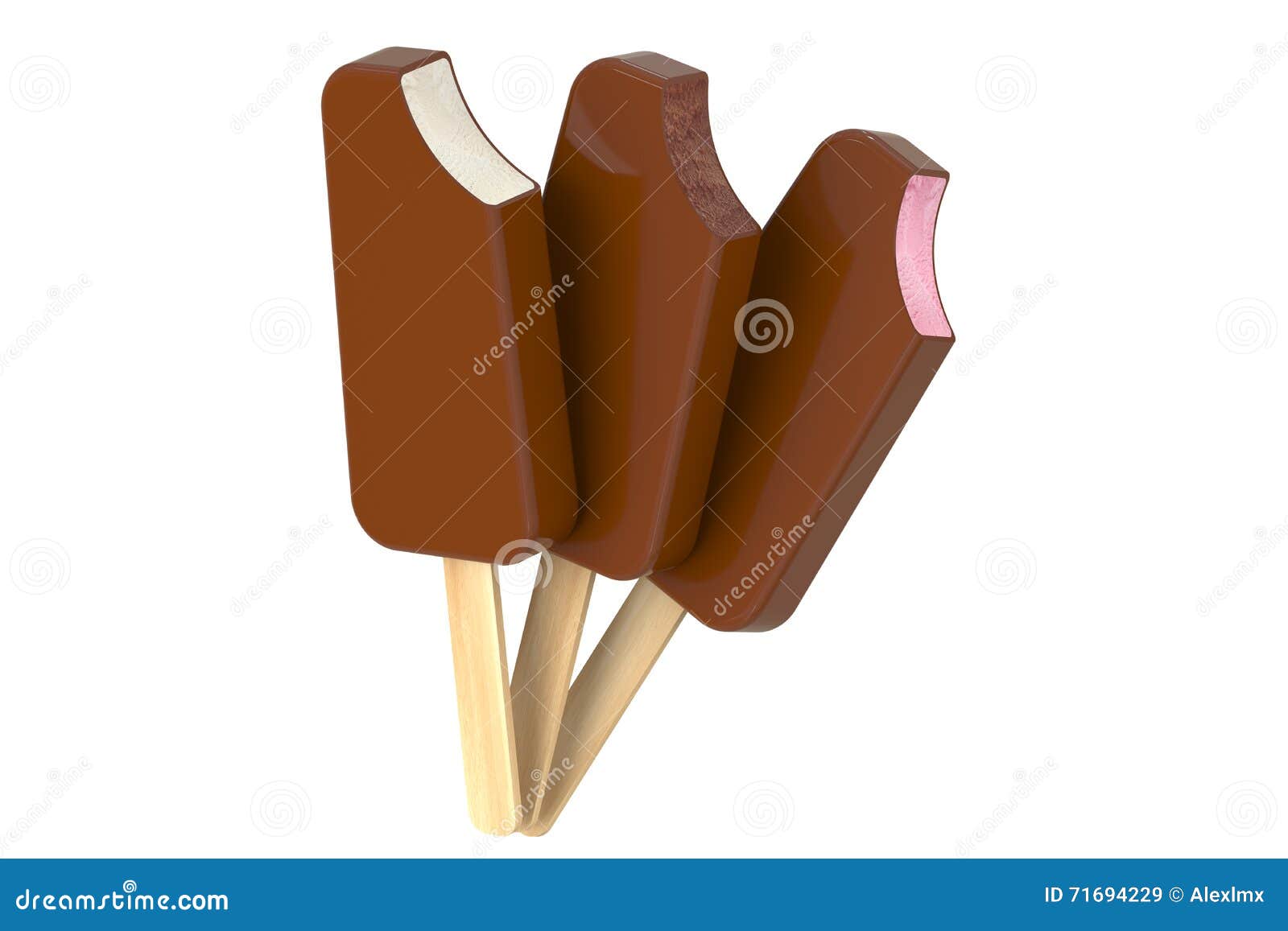 Ice Cream Bars With Pink Frosting. Vector Illustration | CartoonDealer ...