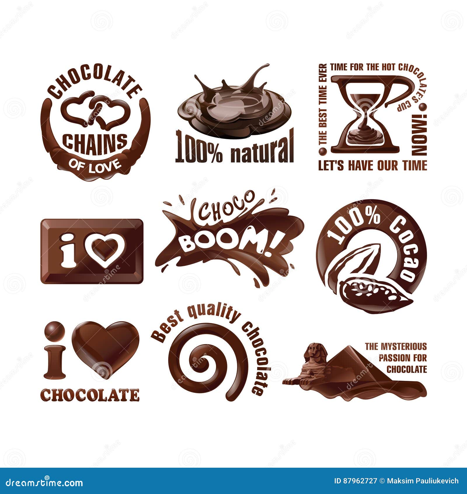 Set Chocolate Logos and Labels. Stock Illustration - Illustration of ...