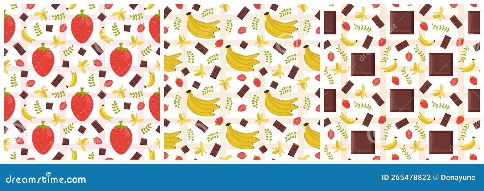 Set of Chocolate Seamless Pattern Design with Choco Decoration in ...