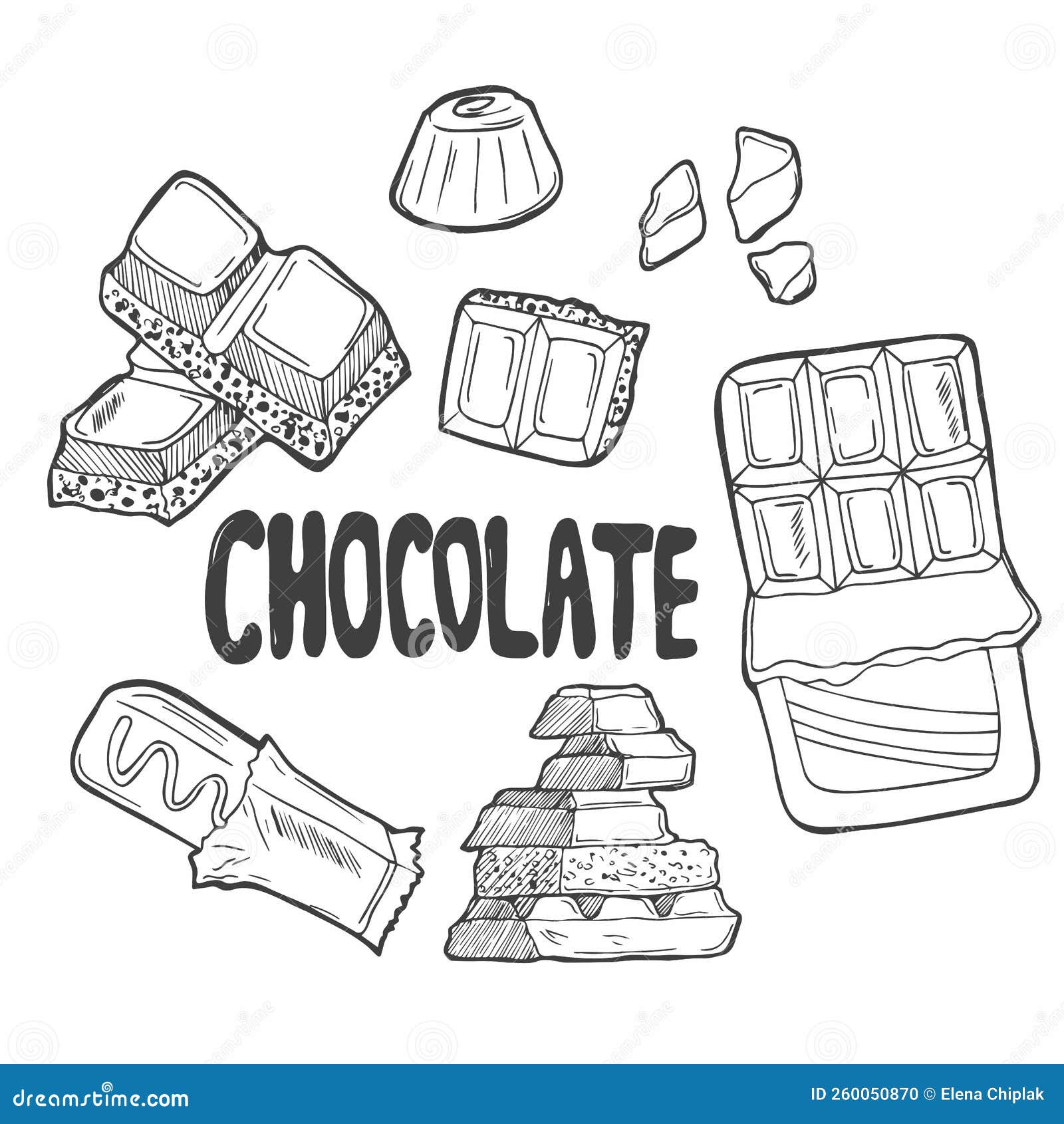 Set of Chocolate. Vector Doodle Illustration Sketch Stock Vector ...