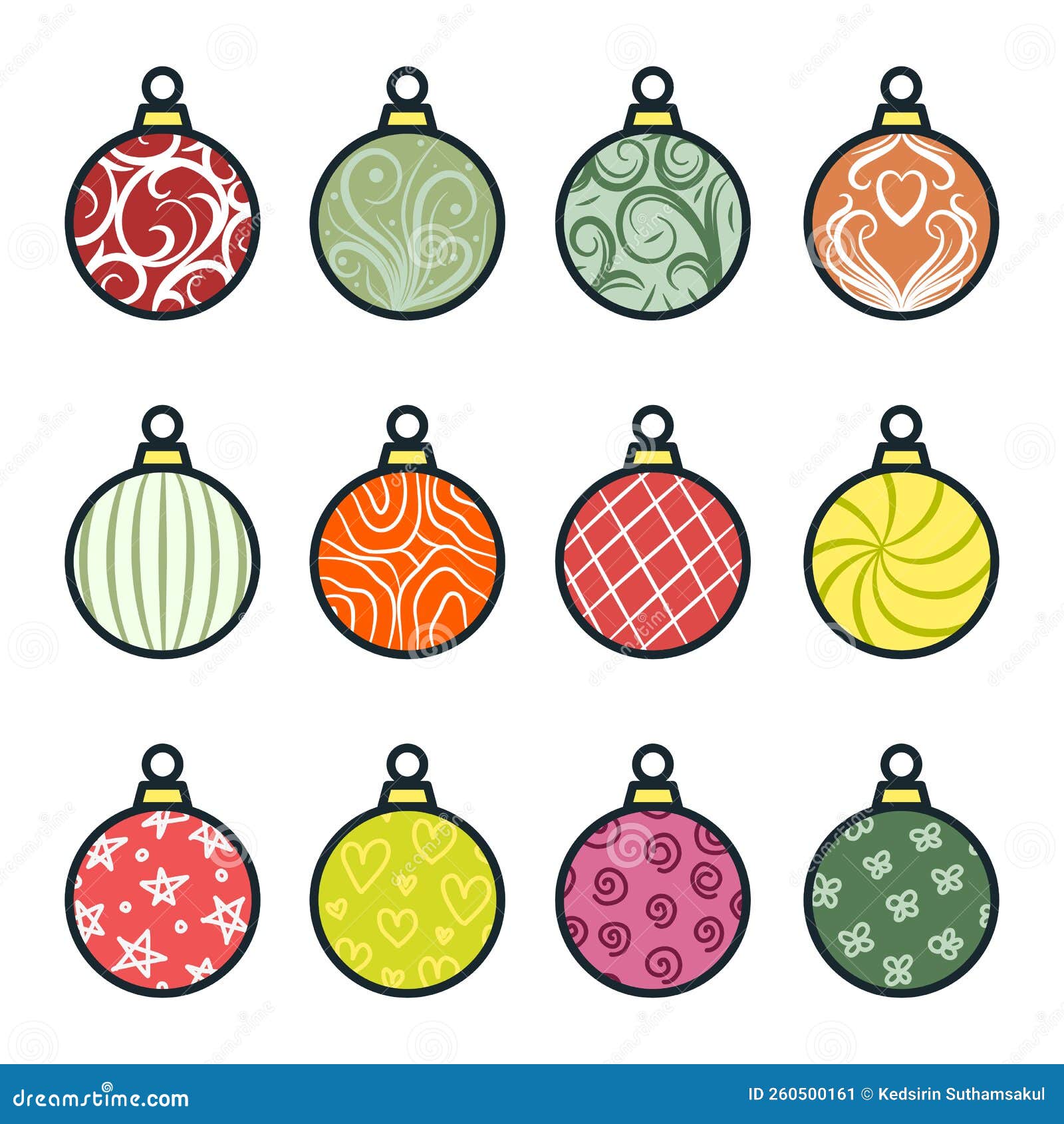 Set of Christmas Balls Design Vector Stock Illustration - Illustration ...