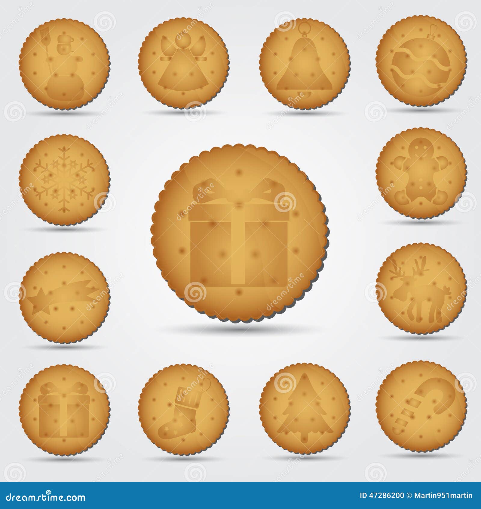 Set of Christmas Brown Biscuit with Symbols Stock Vector - Illustration ...