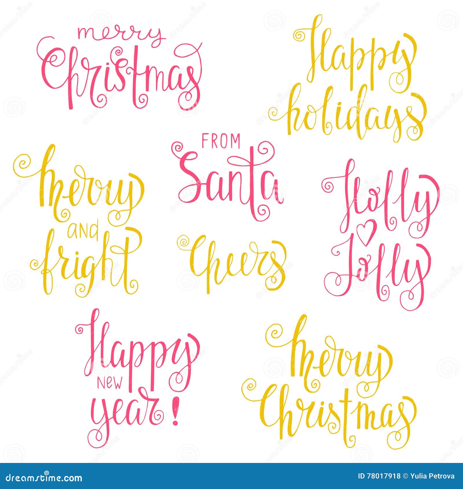 Set of Christmas Calligraphy Phrases. Stock Vector - Illustration of ...