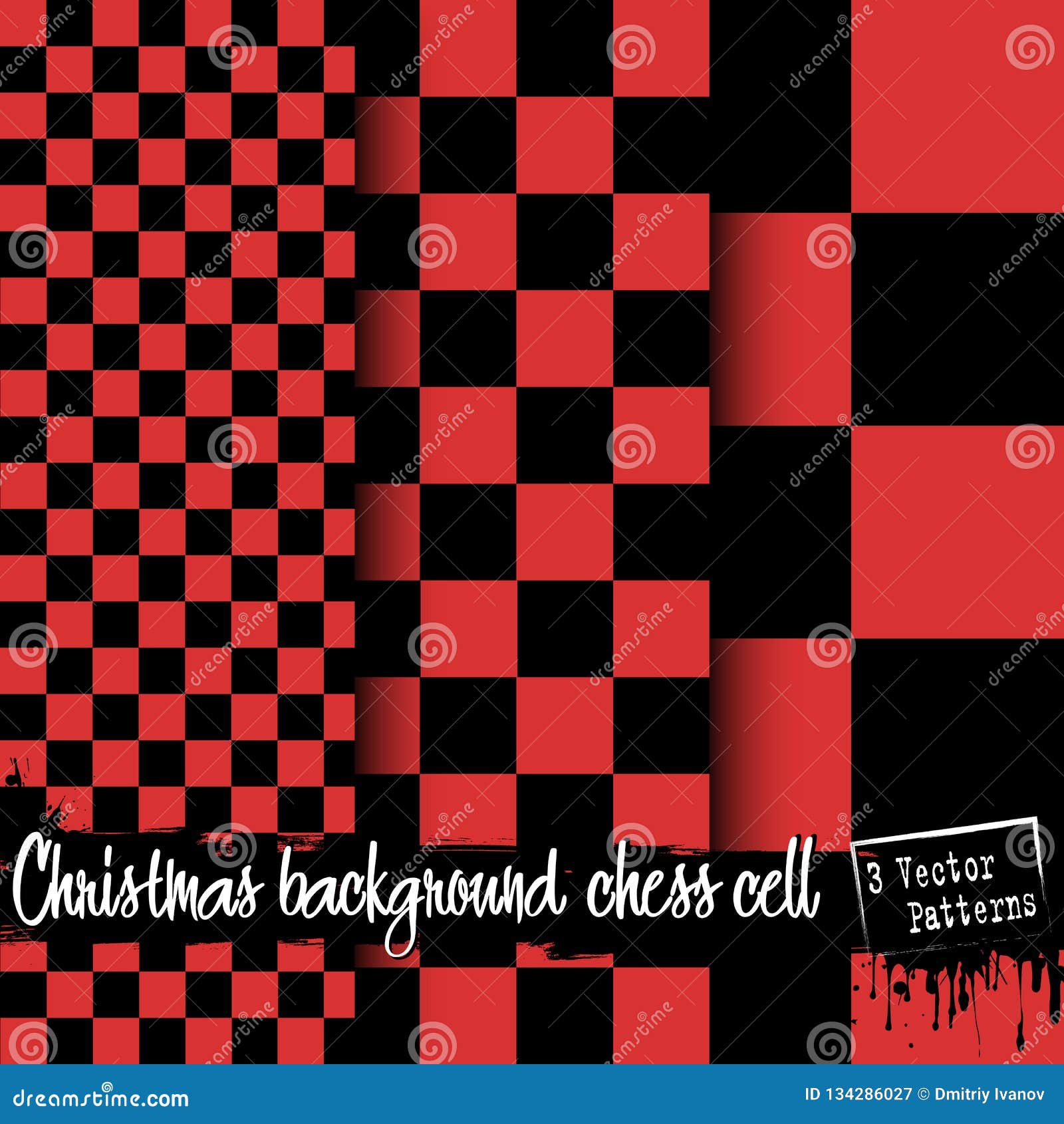 Set of Christmas Chess Cell Backgrounds Stock Vector - Illustration of ...