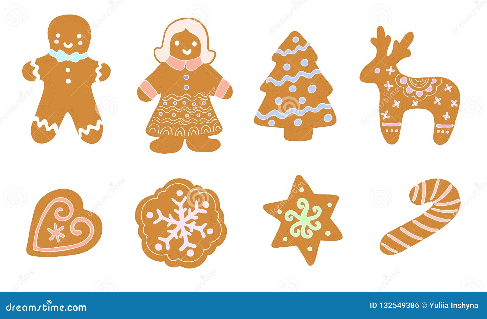 Set of Christmas Cookies, Cartoon Style, Vector Stock Vector ...