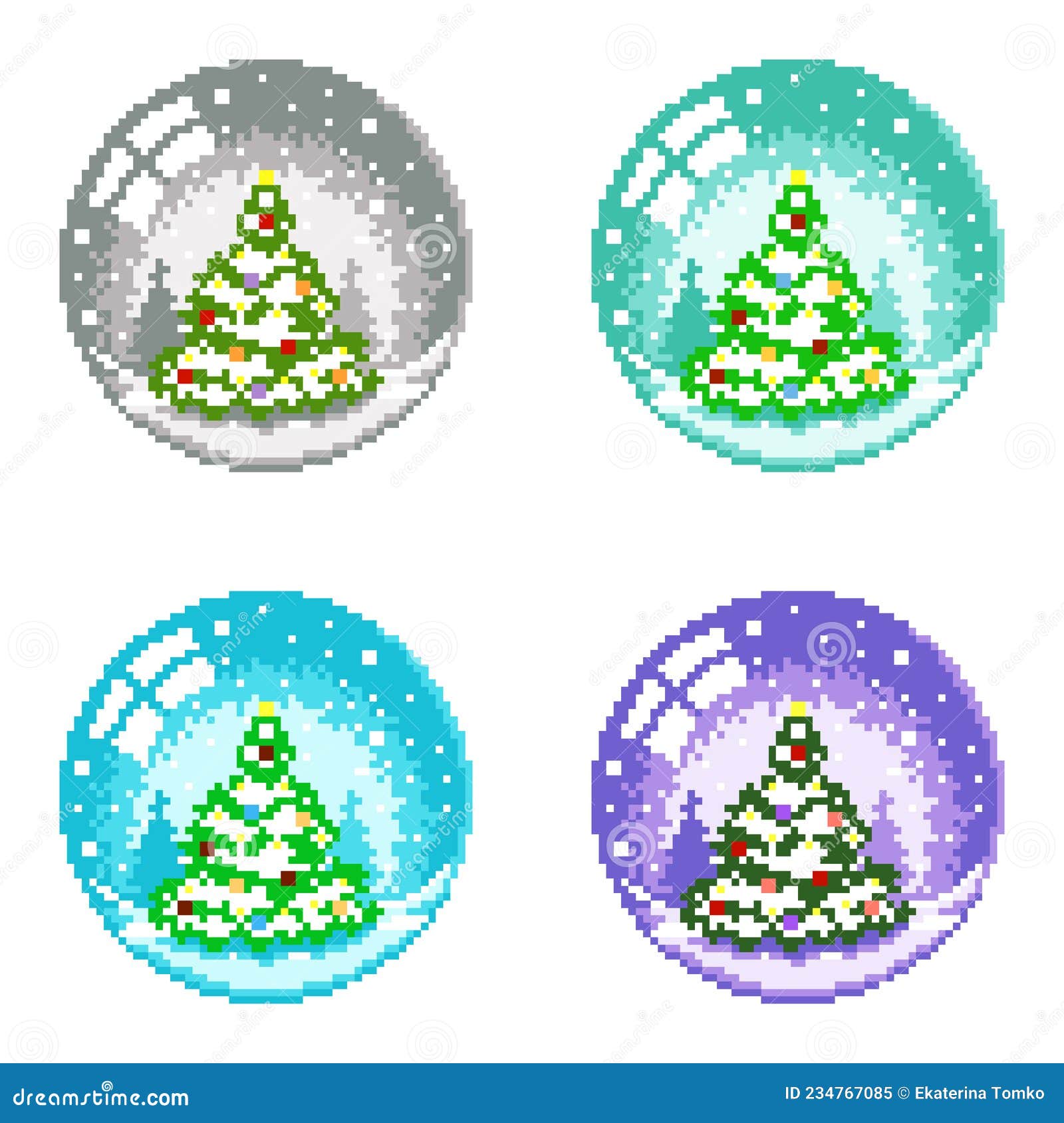 A Set of Christmas Decorations with a Picture of a Christmas Tree ...