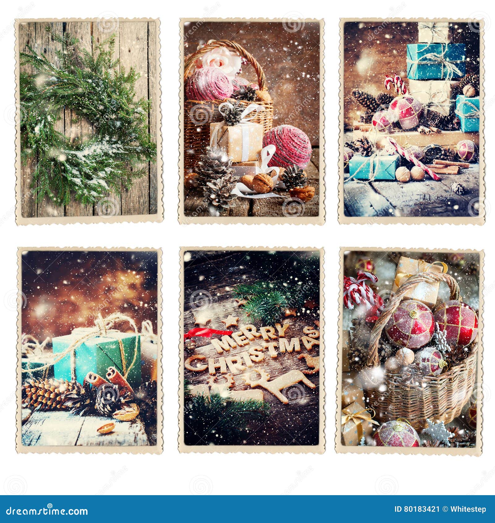 Set Christmas Different Cards Retro Photo Frame Stock Image - Image of ...