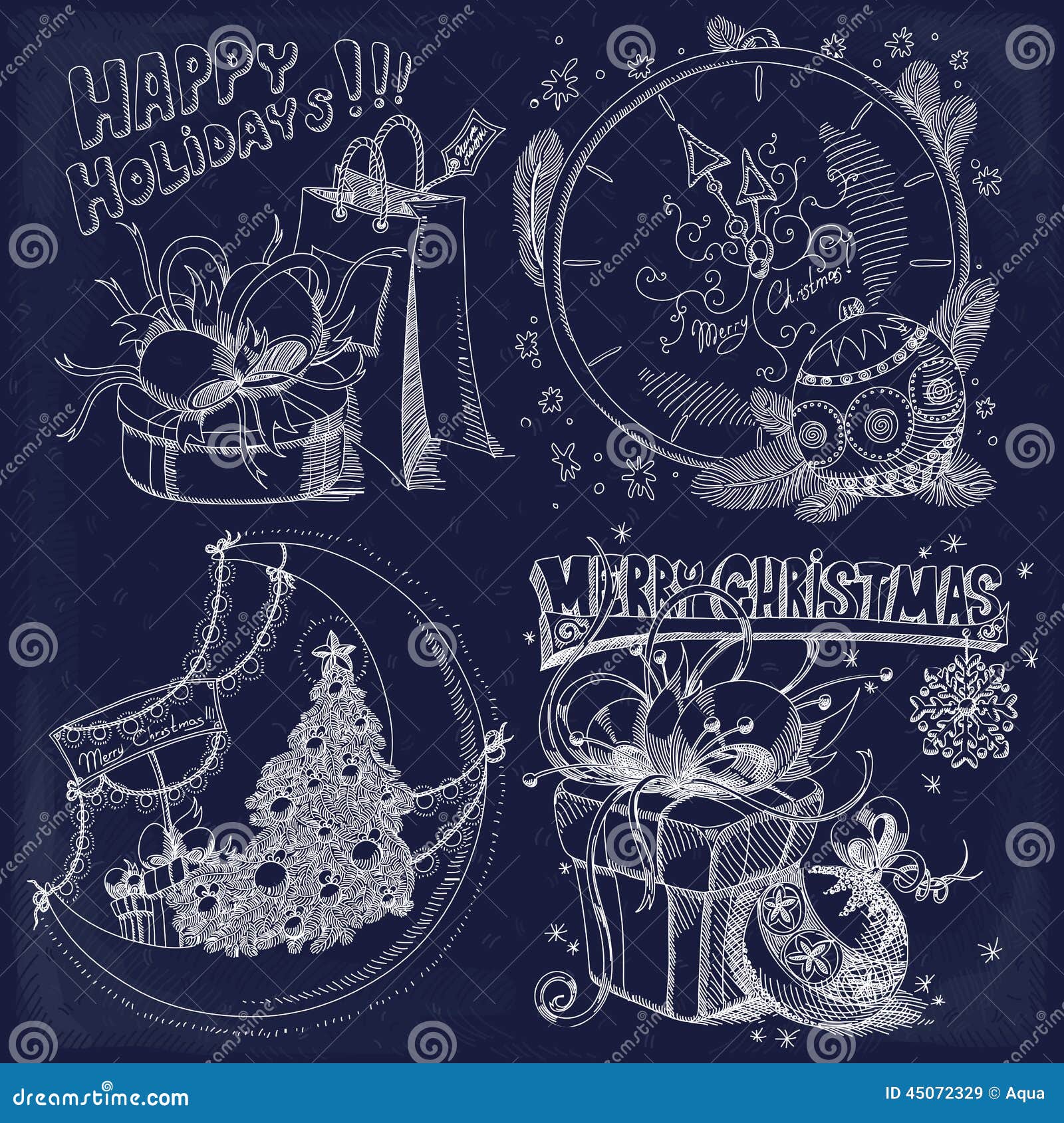 Set of christmas elements stock vector. Illustration of card - 45072329