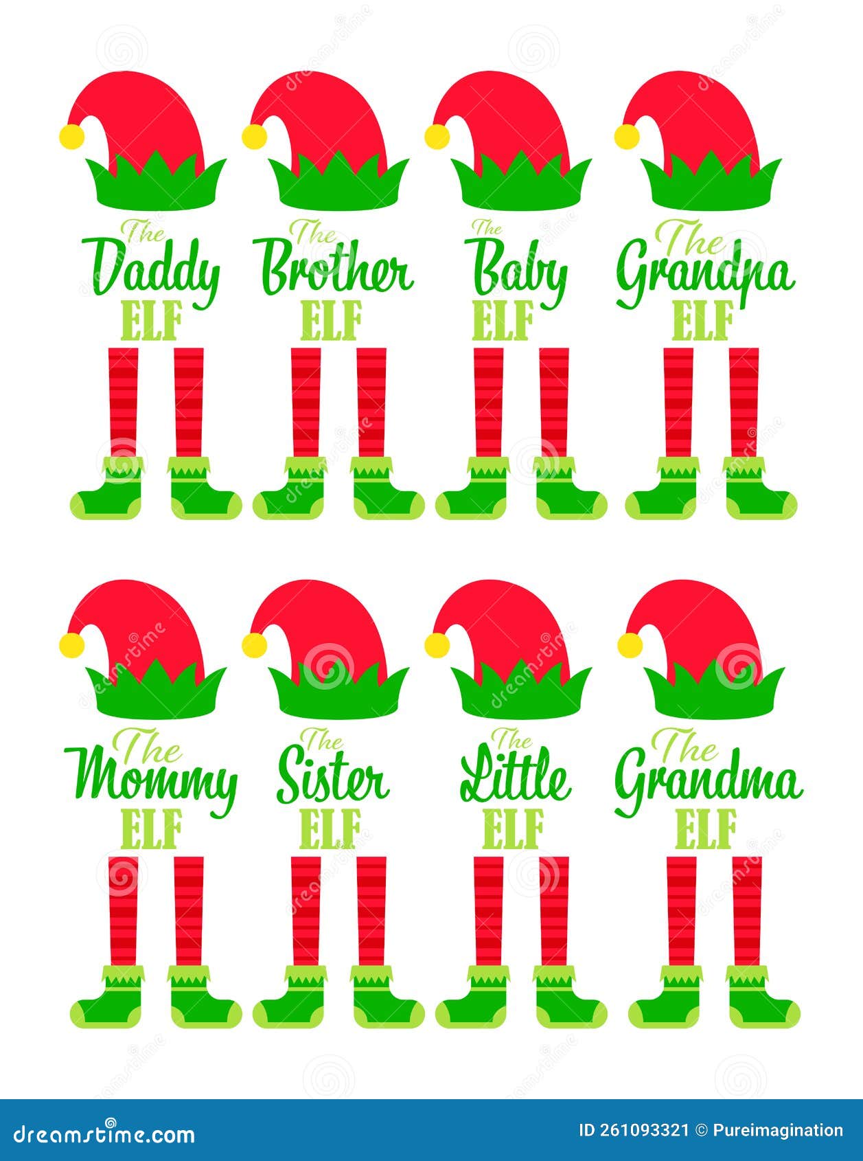 Set of Christmas Elf Family Stock Vector - Illustration of helper, card ...