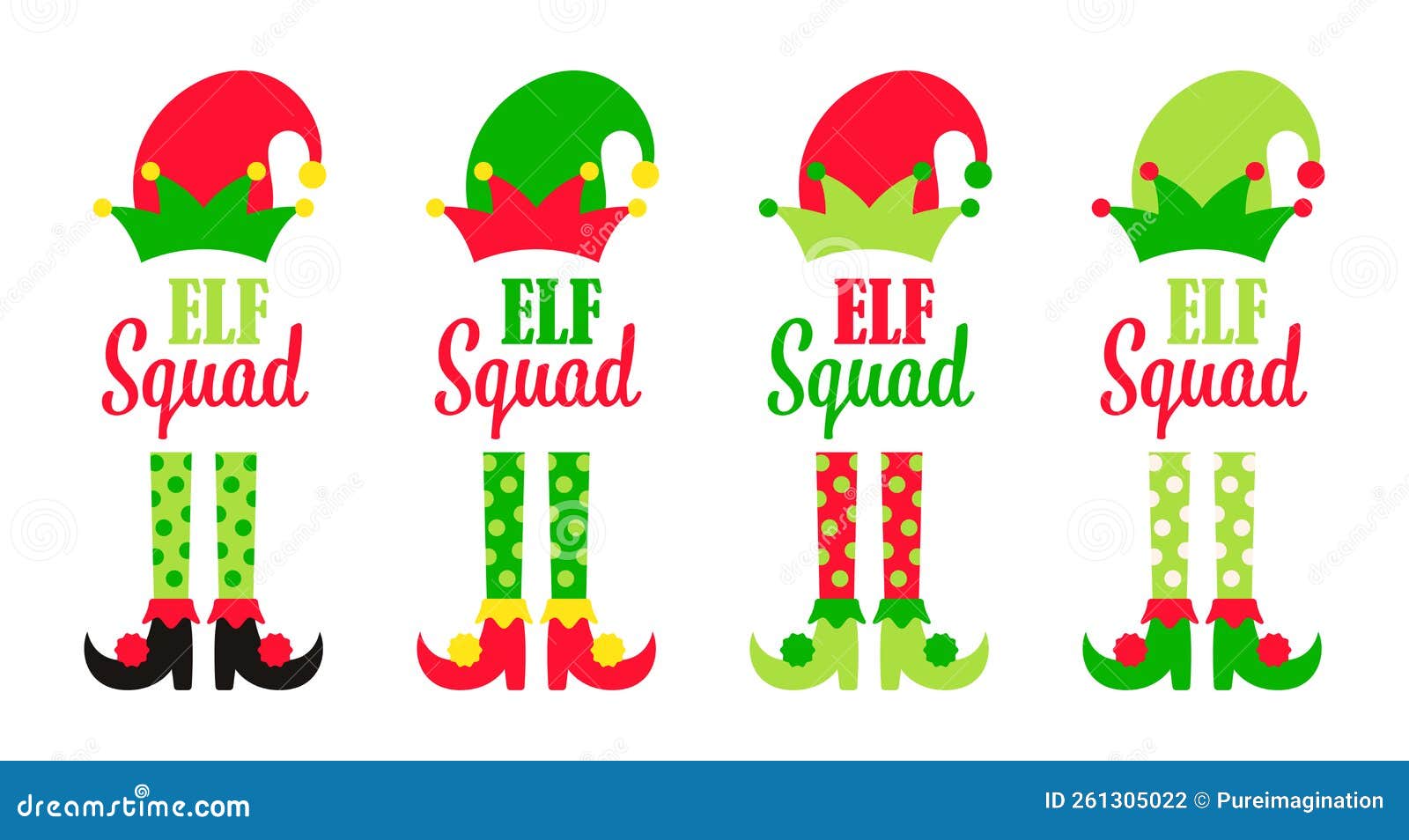 Set of Christmas Elf Squad stock vector. Illustration of present ...