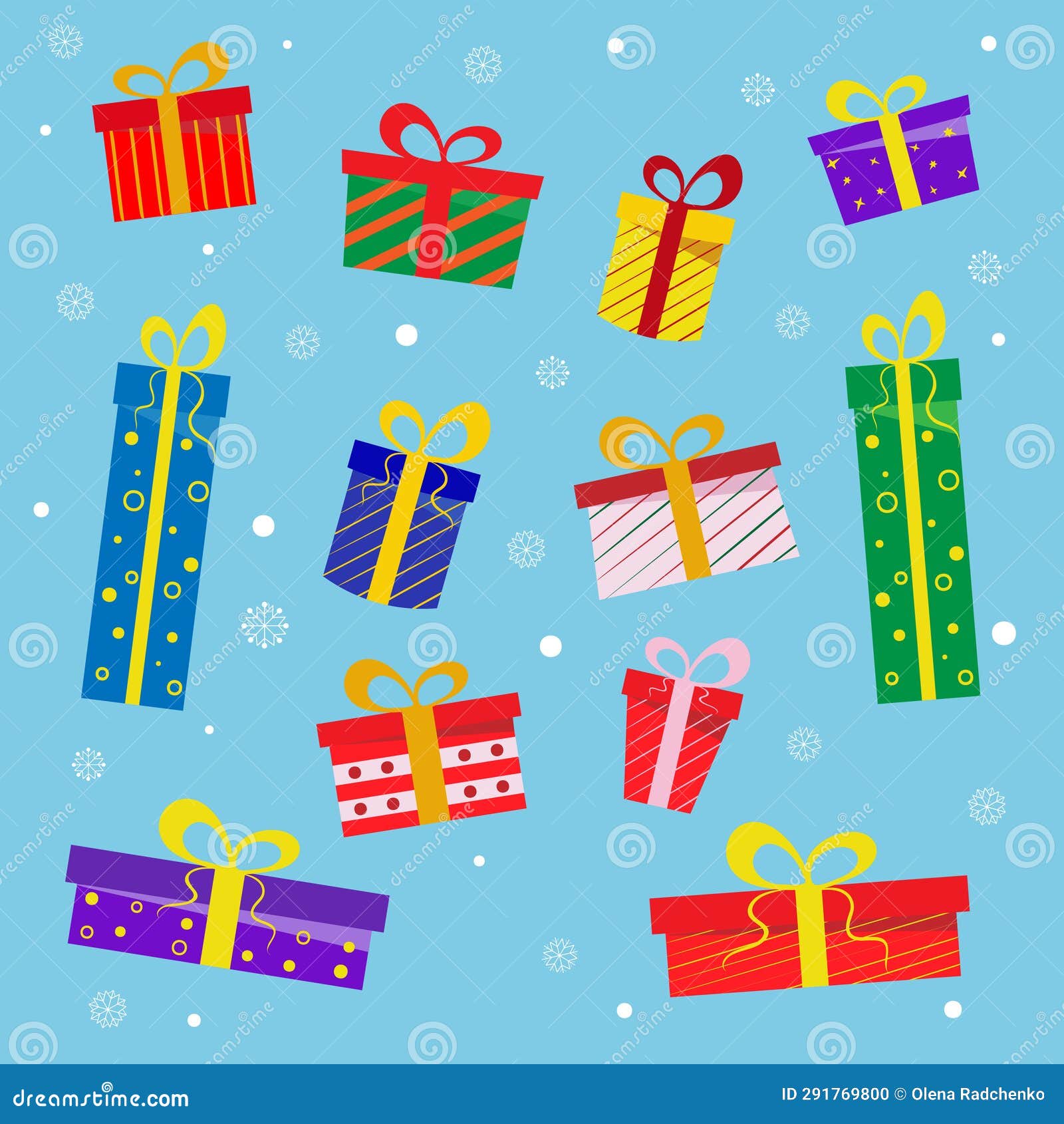 Set of Christmas Gift Boxes in Flat Style. Christmas Holidays Package ...