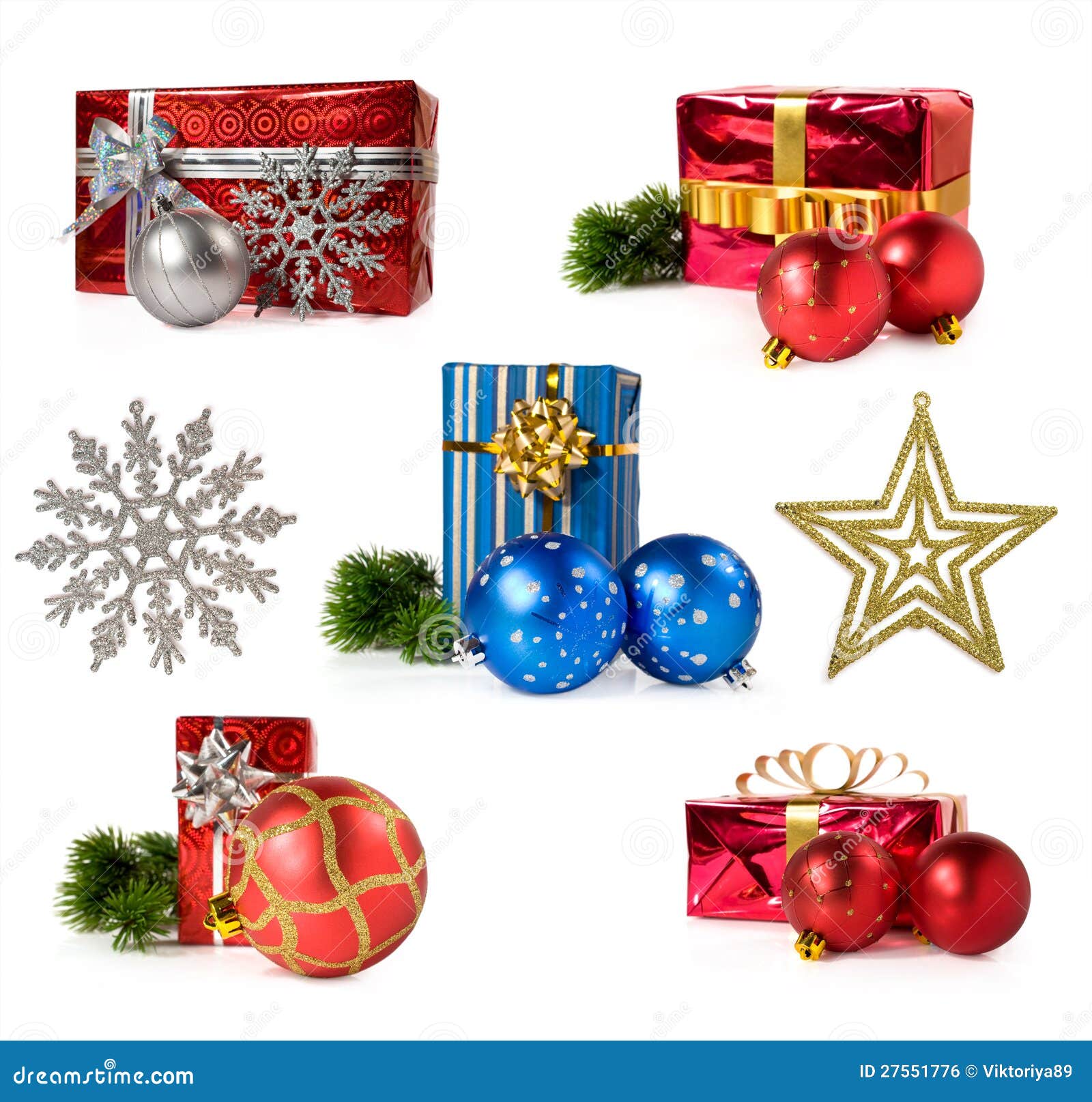 Set of Christmas Gifts and Decorations Stock Photo - Image of winter ...