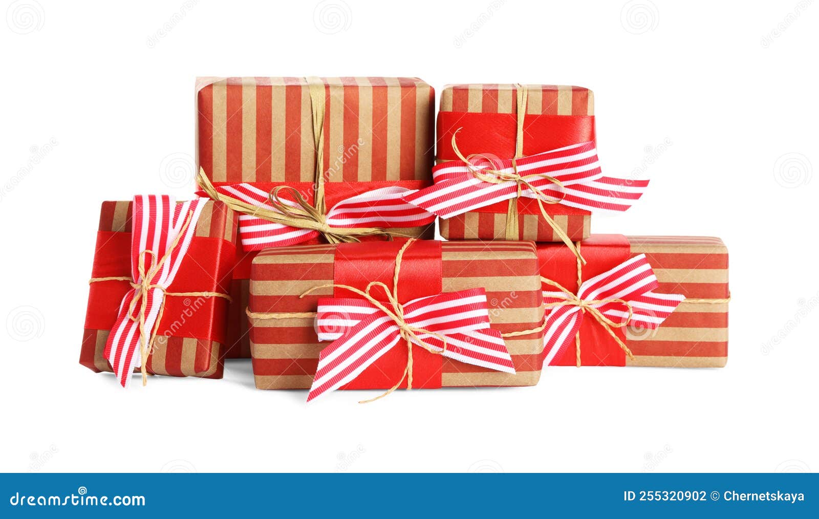 Set of Christmas Gifts on White Background Stock Photo - Image of ...