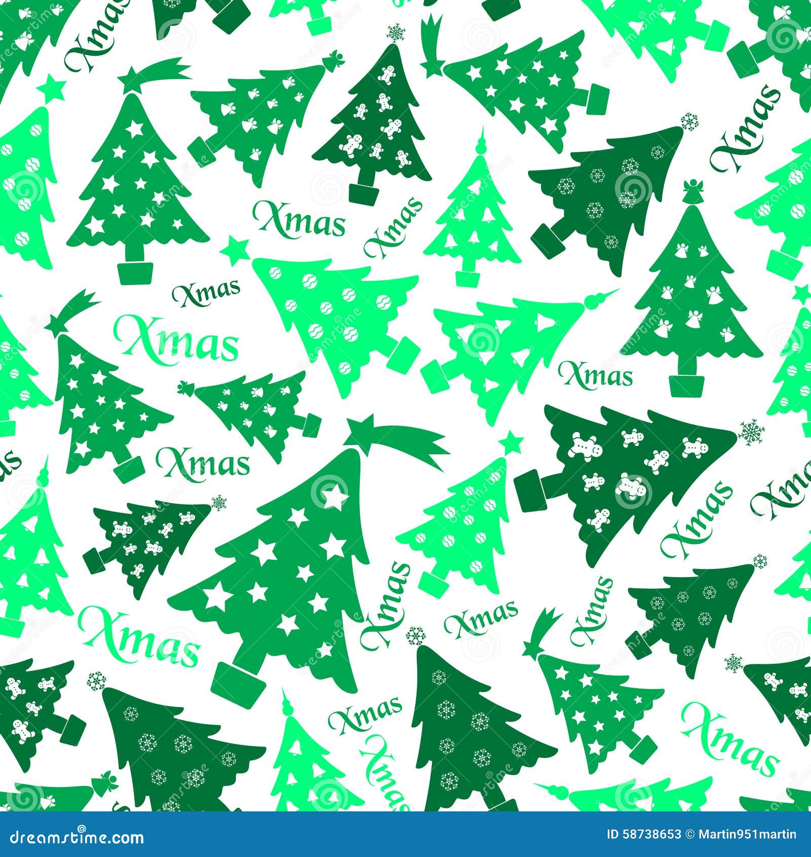 Set of Christmas Green Tree Decoration Seamless Pattern Eps10 Stock ...