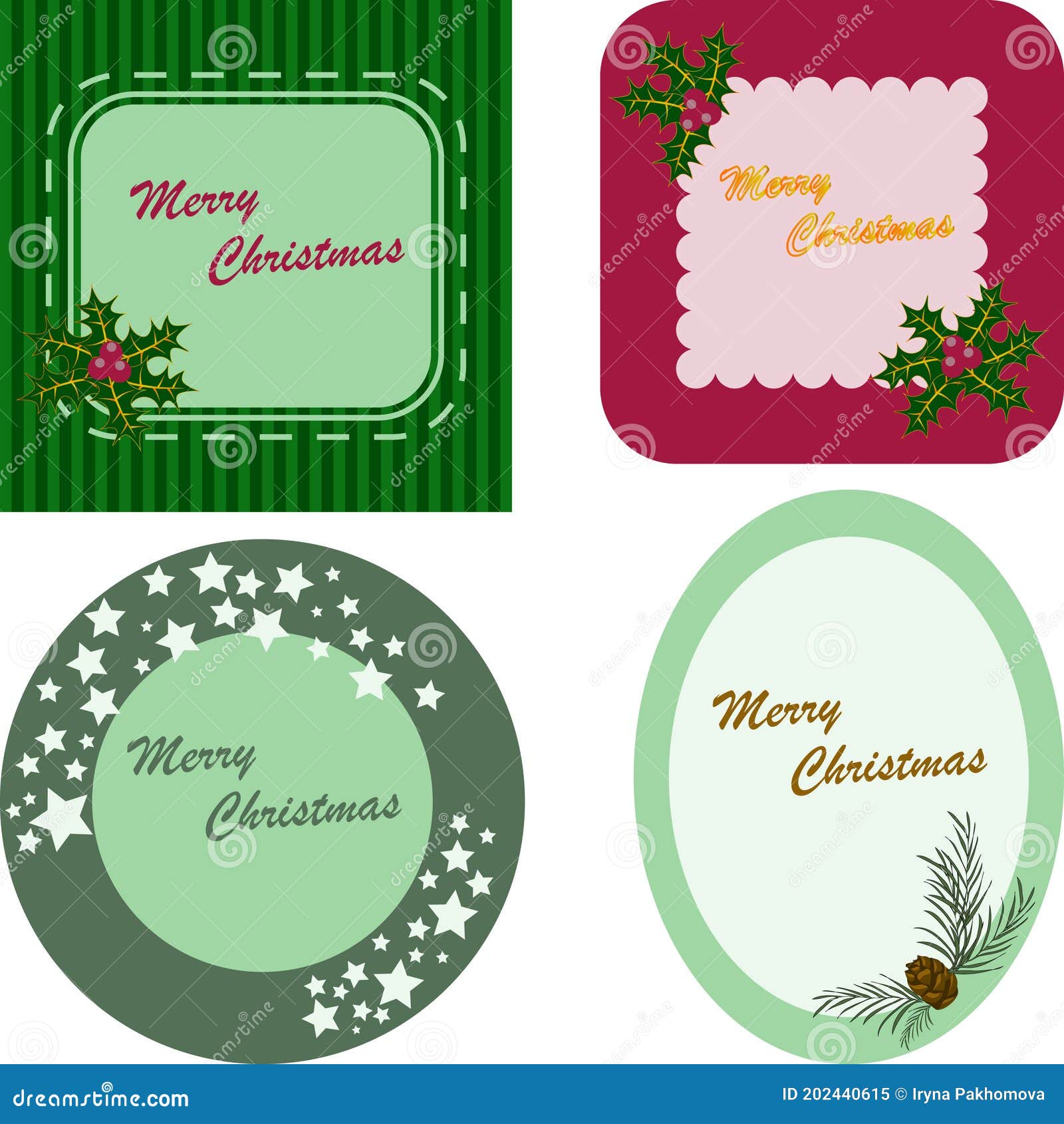 Set of Christmas Greeting Frames Stock Vector - Illustration of message ...