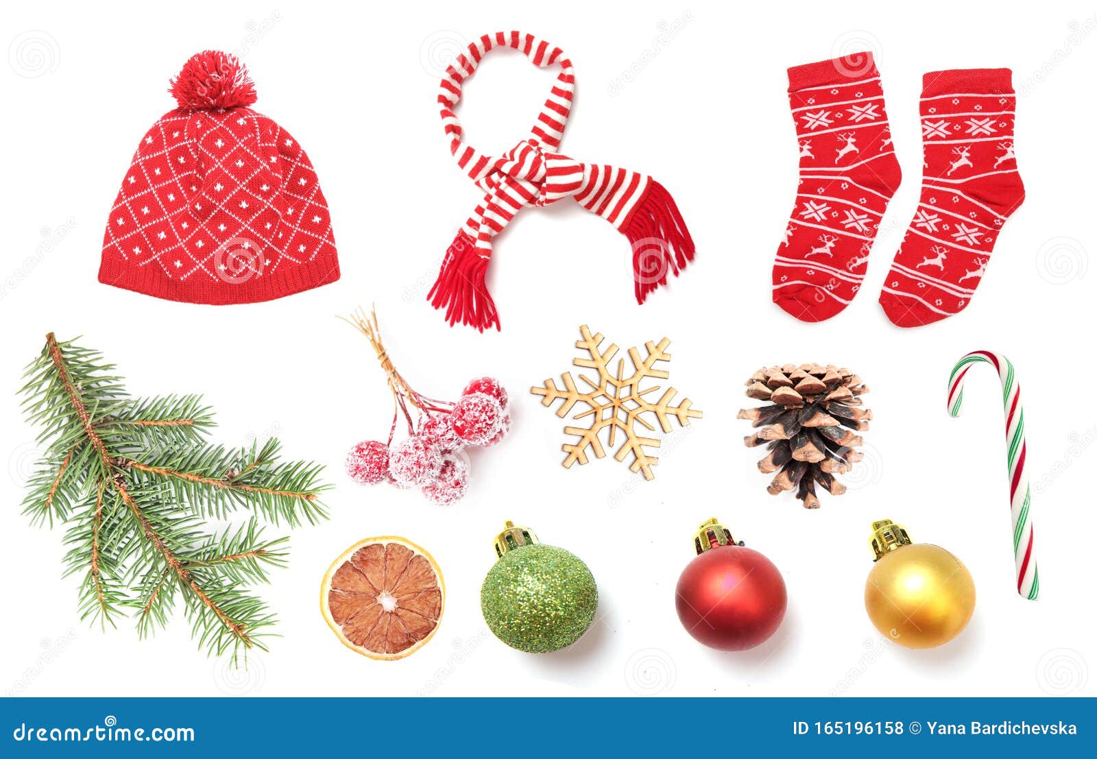 Set of Christmas Holiday Objects Isolated.Collage of New Year ...