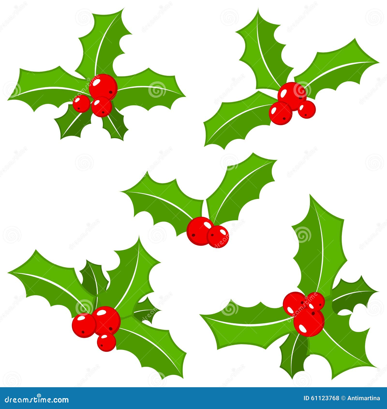 Set of Christmas Holly Leaves Stock Vector - Illustration of tree ...