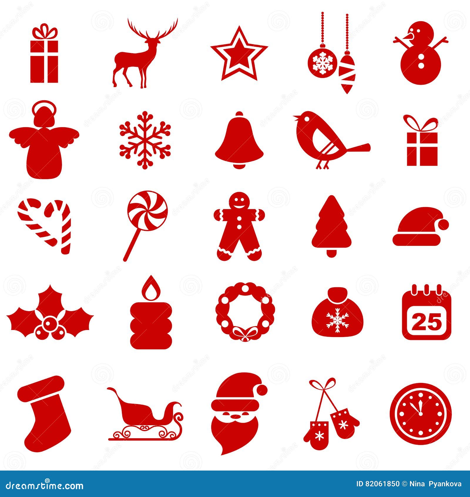 Set of Christmas icons stock vector. Illustration of claus - 82061850