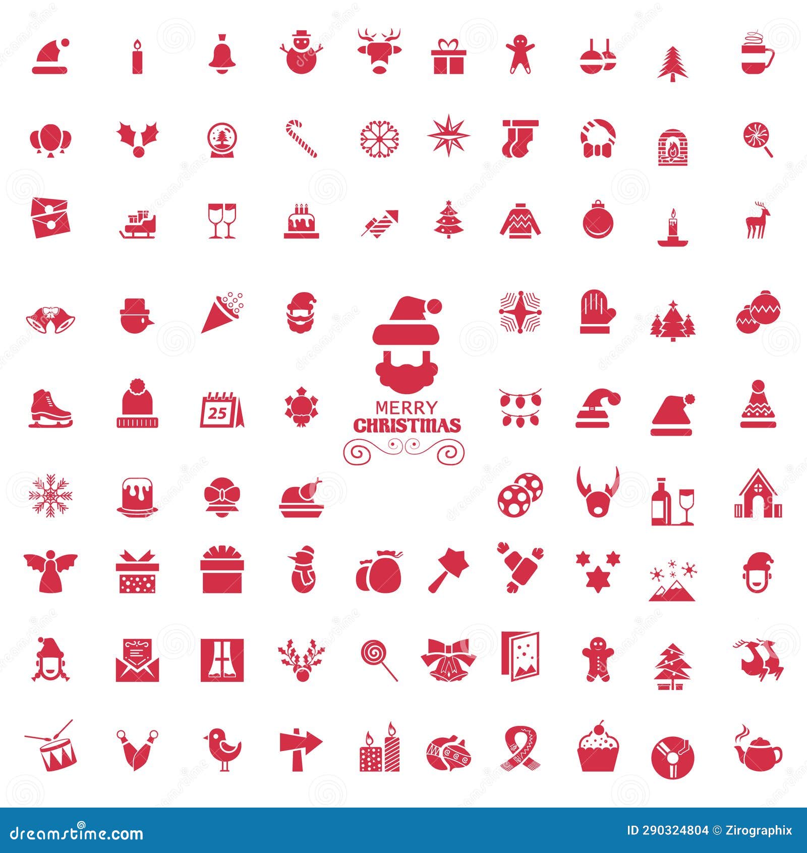 Set of Christmas Icons Set Design Stock Illustration - Illustration of ...