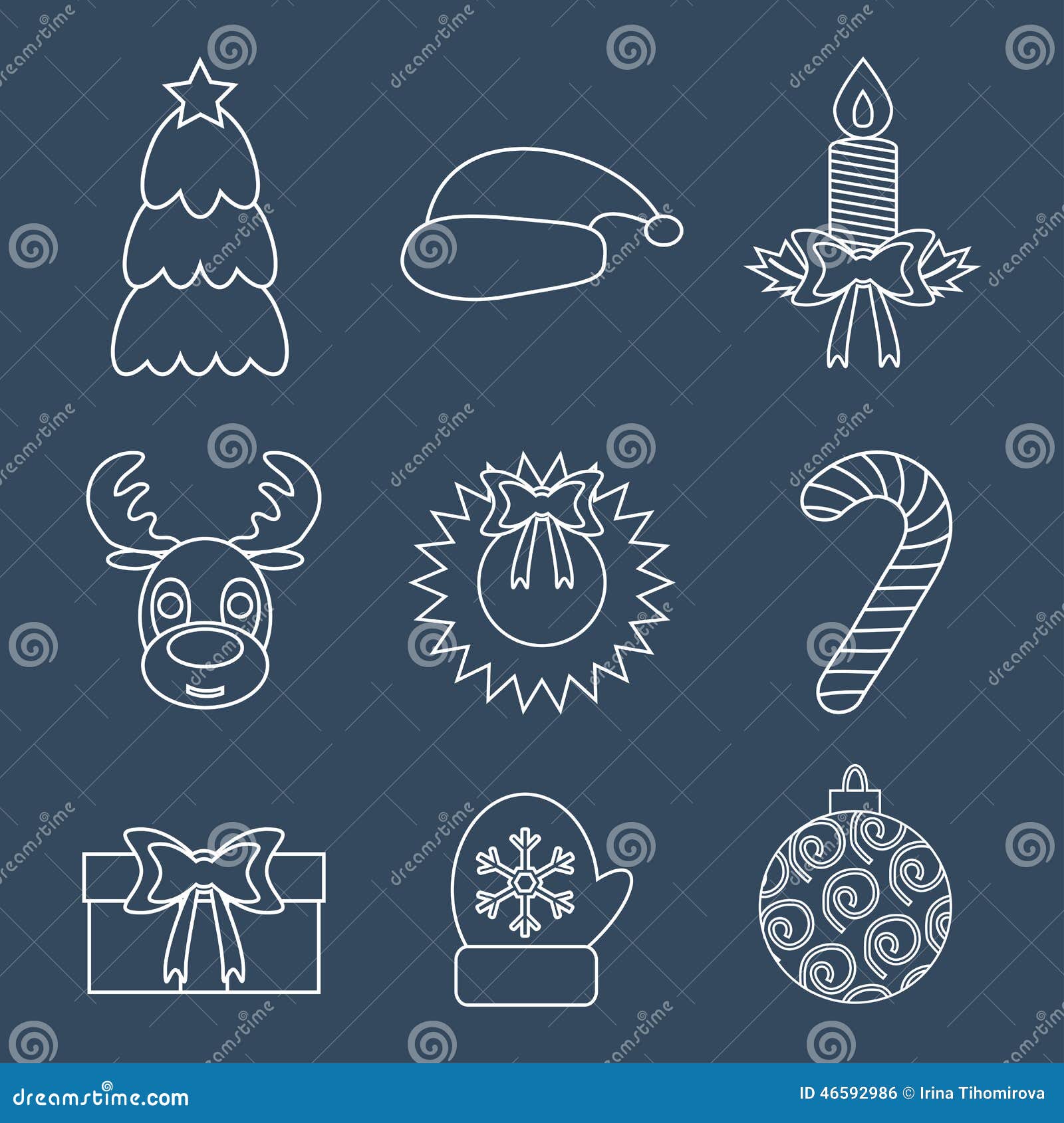 Set of Christmas Icons Outline. Vector Stock Vector - Illustration of ...