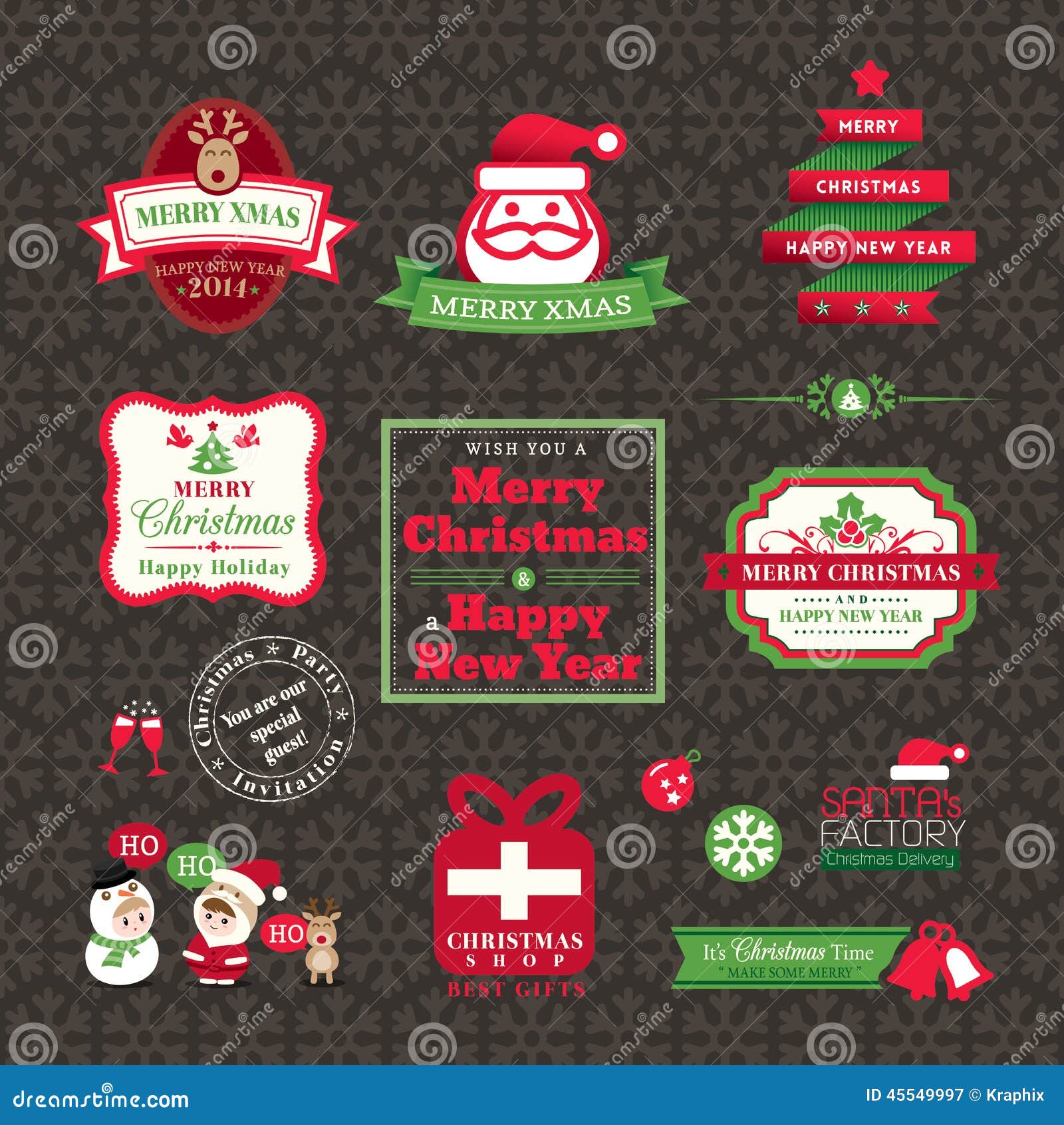 Christmas Labels Budges Logo Or Sticker. Cartoon Vector | CartoonDealer ...