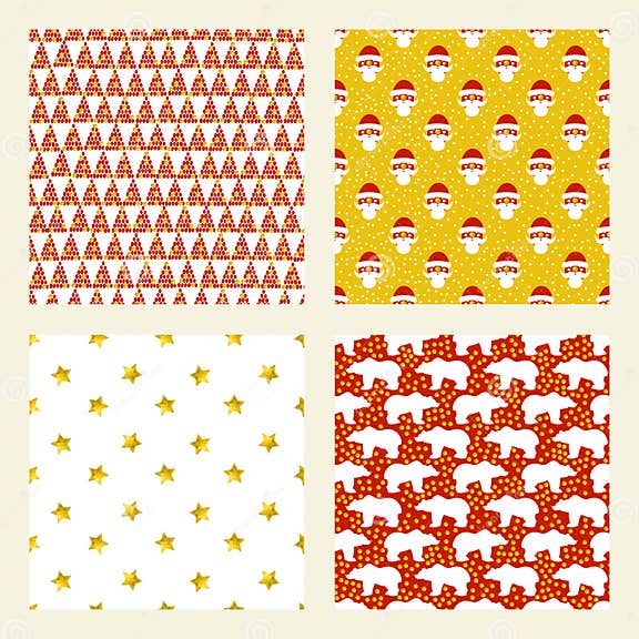 Set of Christmas and New Year Seamless Patterns. Stock Vector ...