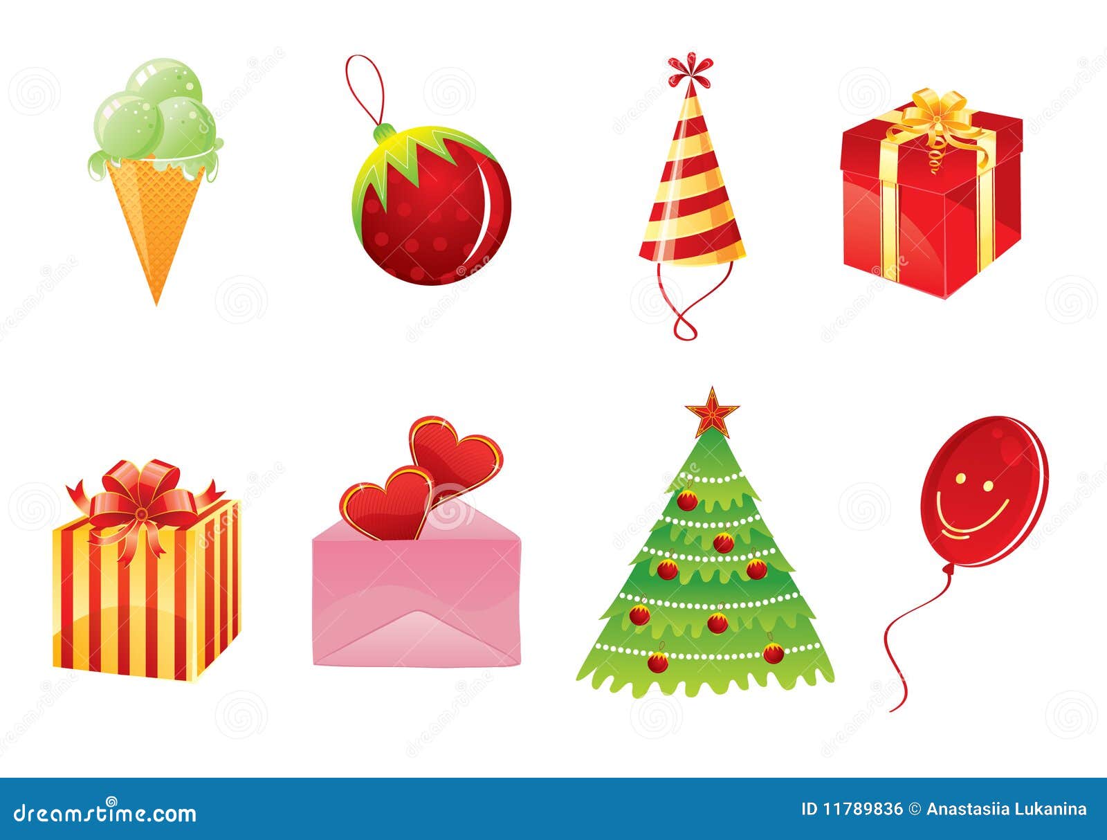 Set of Christmas objects stock vector. Illustration of element - 11789836
