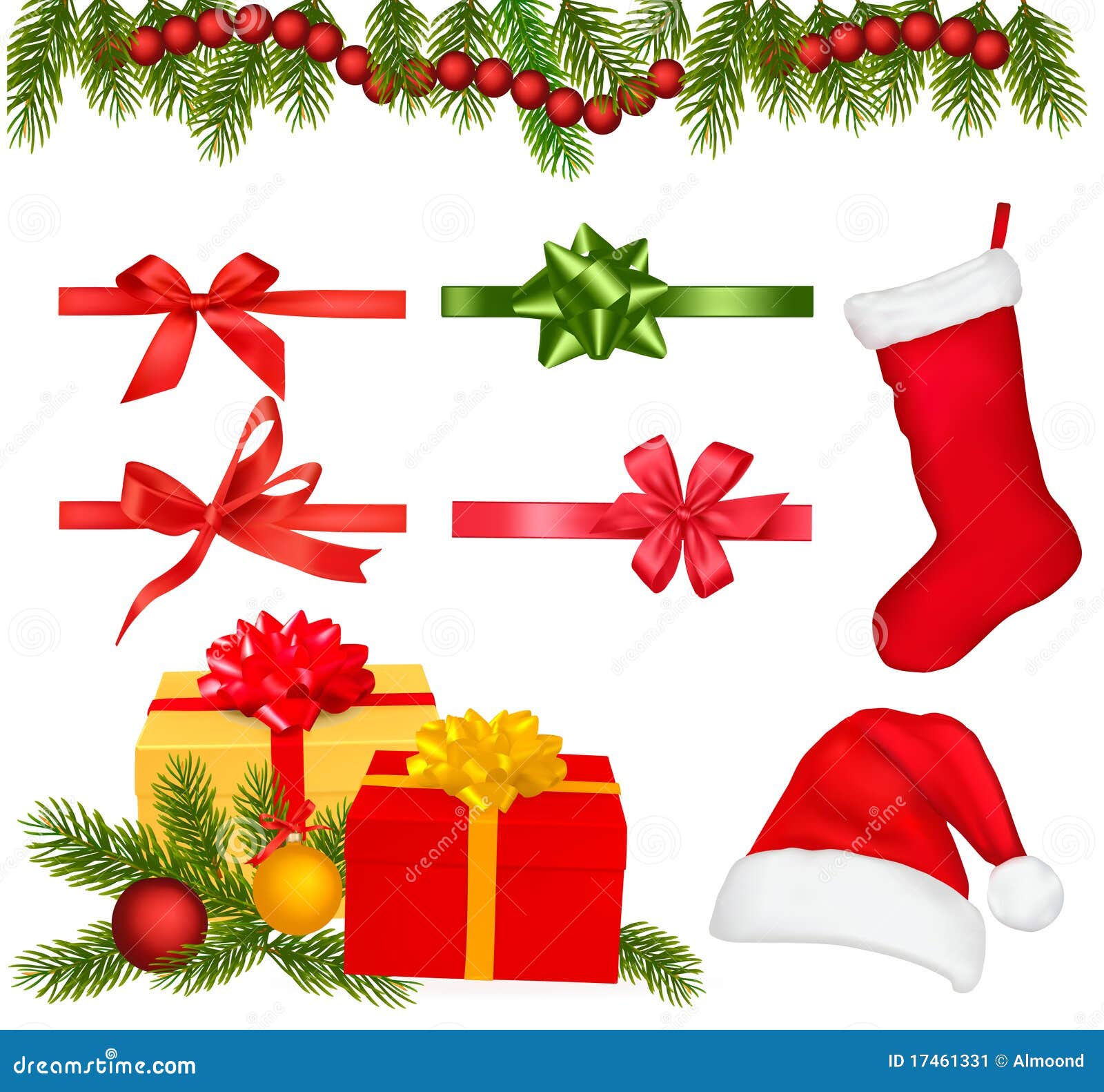 Set of christmas objects. stock vector. Illustration of christmas ...