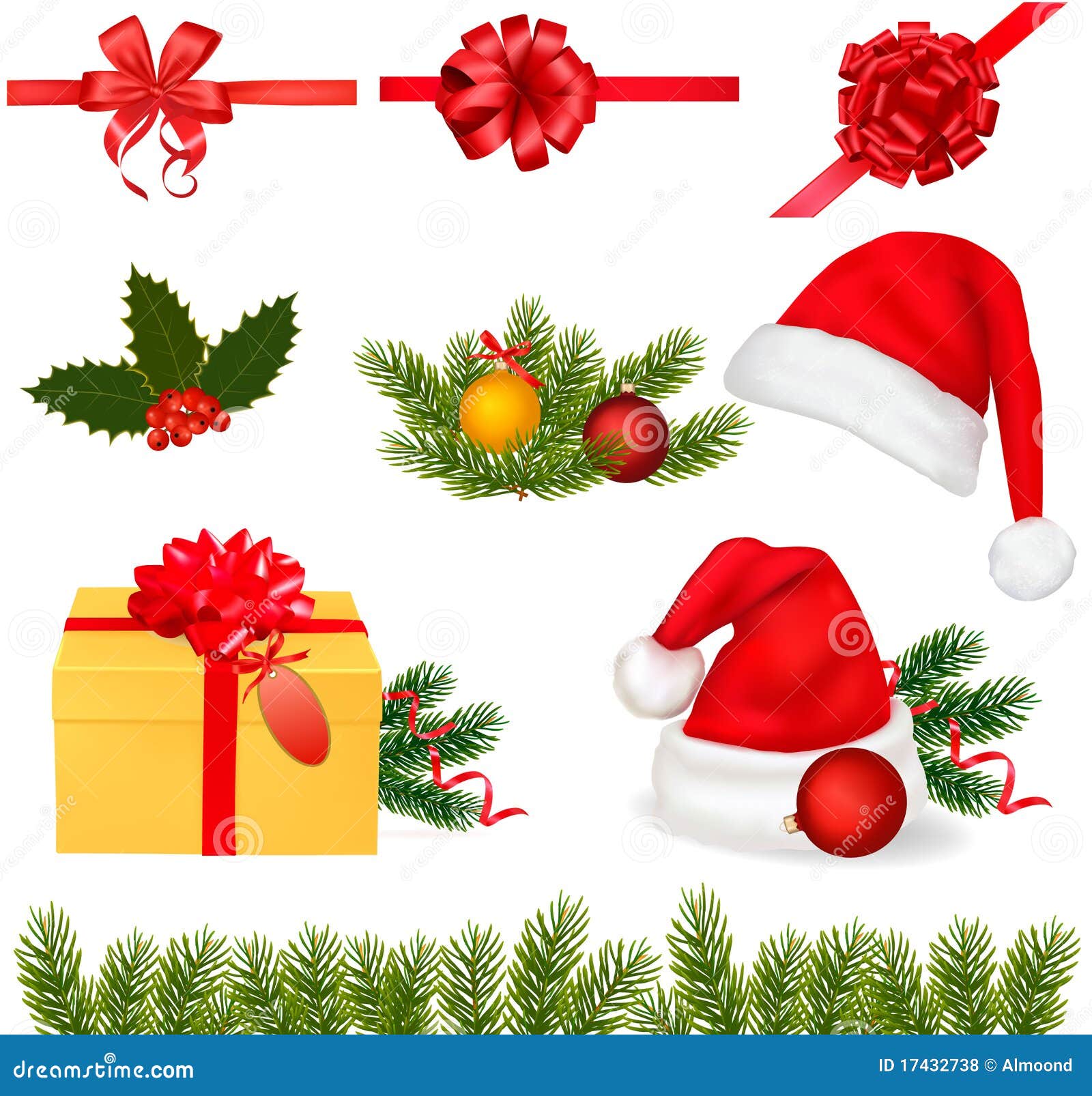 Set of Christmas Objects. Vector. Stock Vector - Illustration of ...