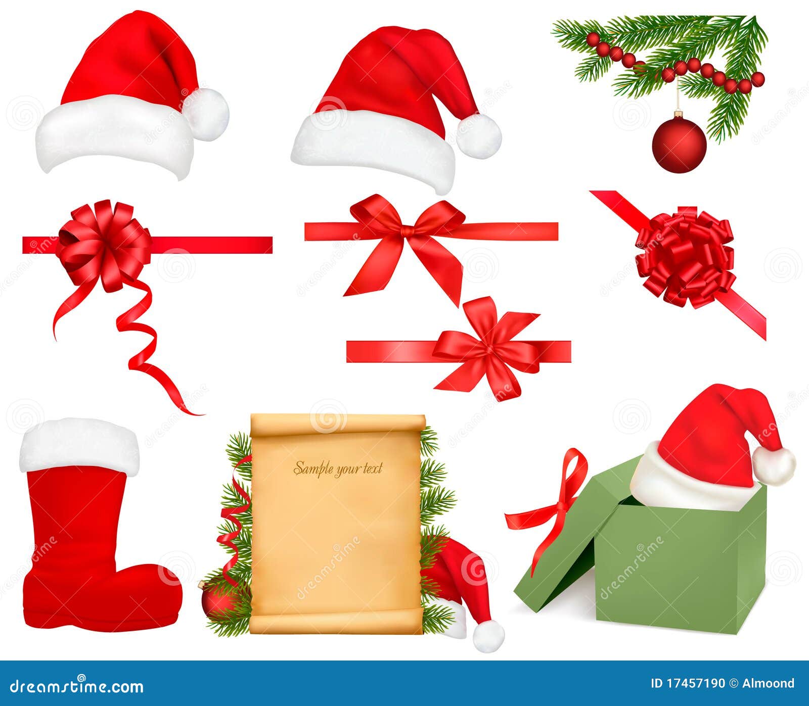 Set of Christmas Objects. Vector. Stock Vector - Illustration of ...