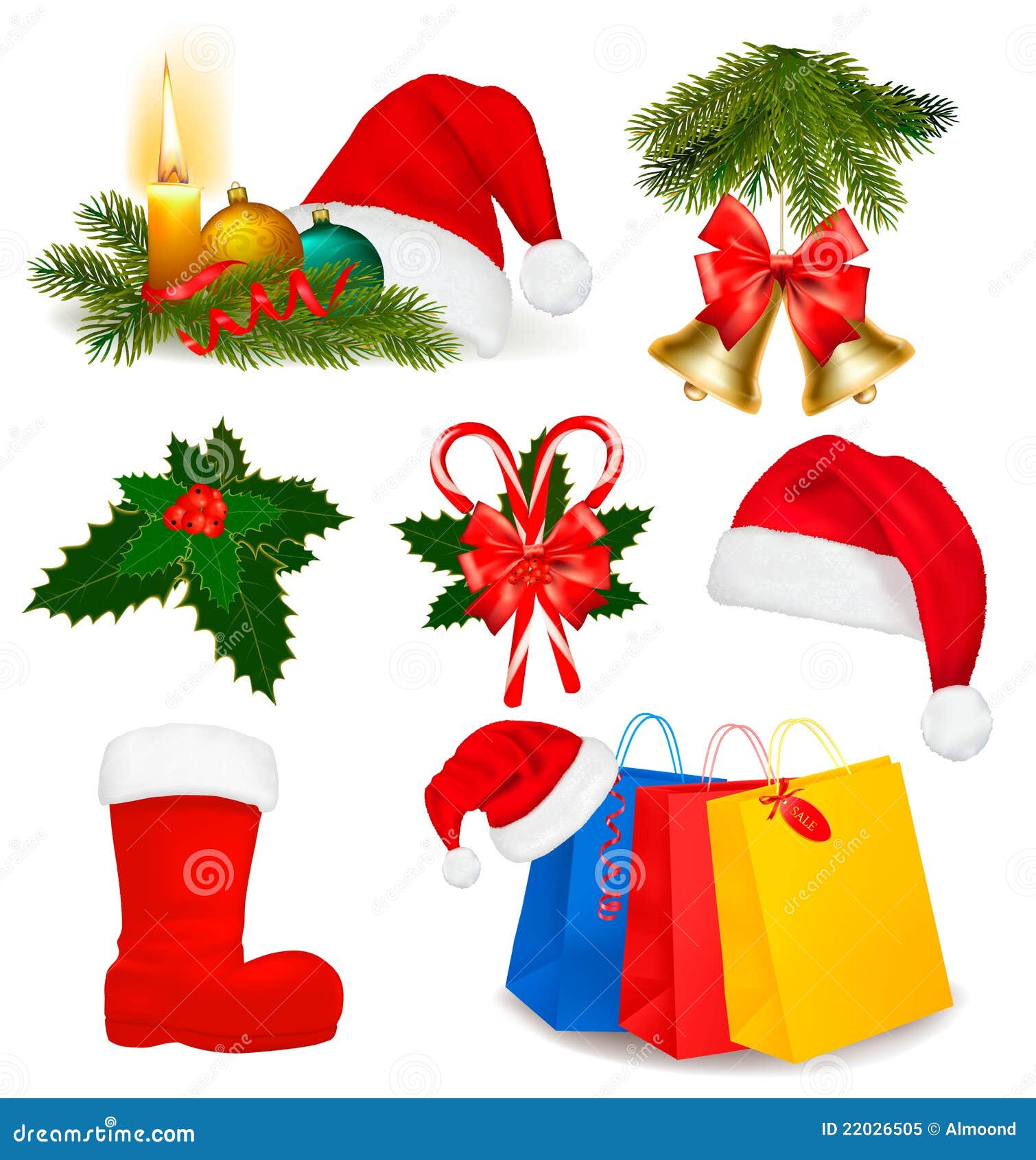 Set of Christmas Objects. Vector. Stock Vector - Illustration of icon ...
