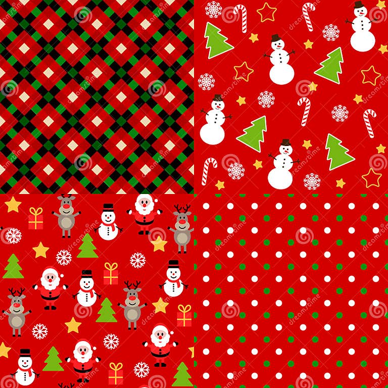 Set of christmas patterns. stock vector. Illustration of decorative ...