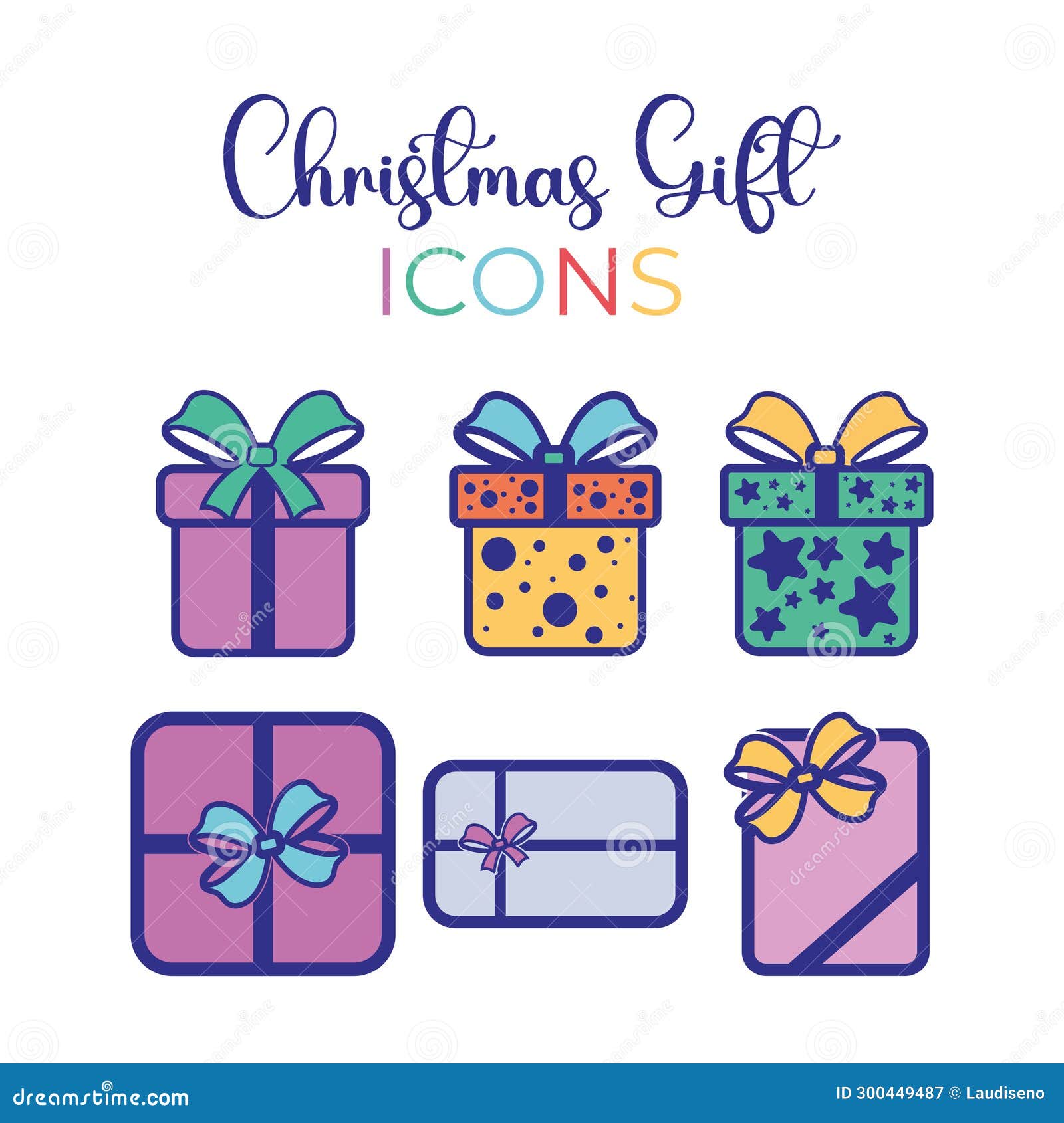 Set of Christmas Presents Icons Vector Stock Vector - Illustration of ...