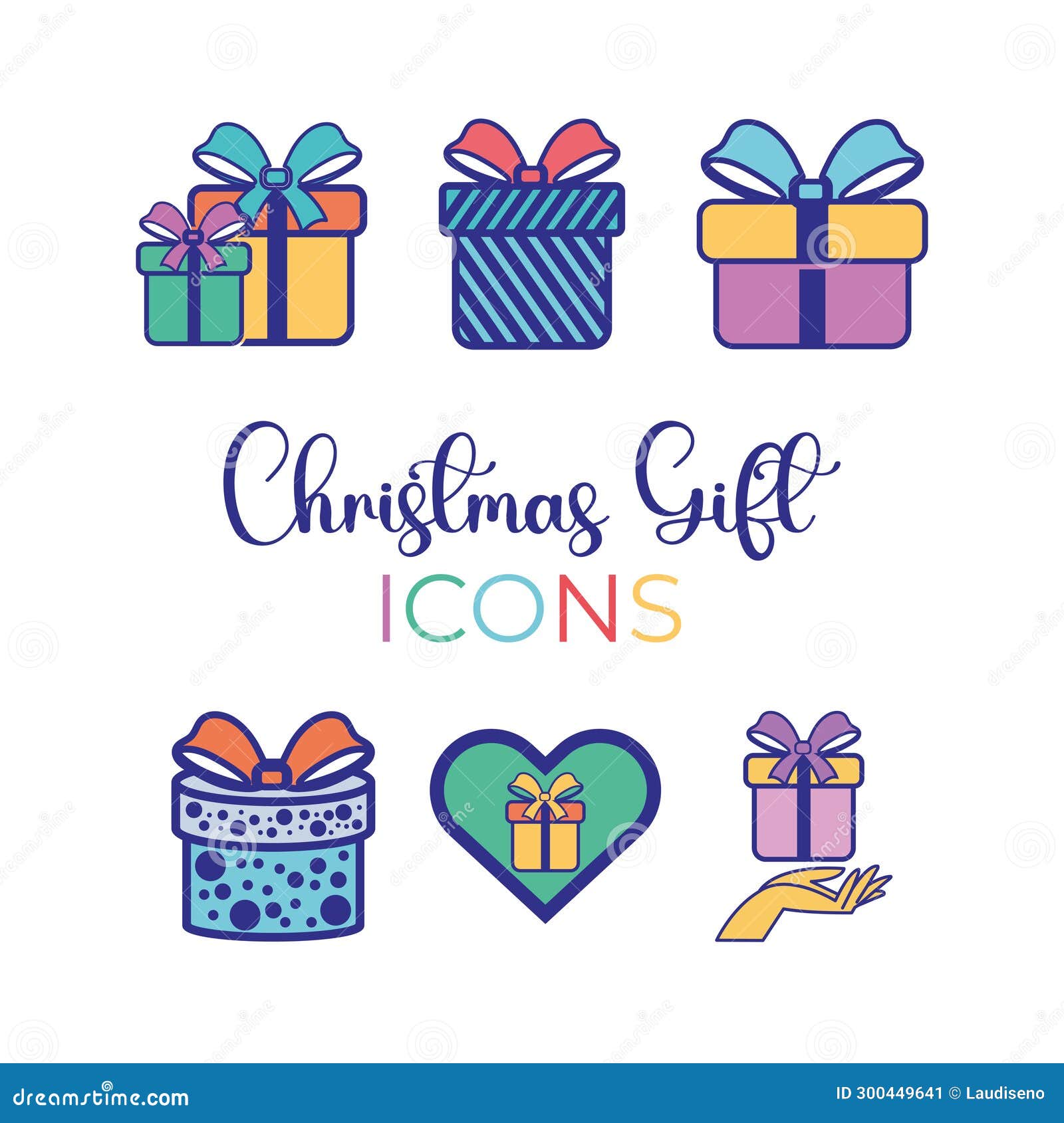 Set of Christmas Presents Icons Vector Stock Vector - Illustration of ...