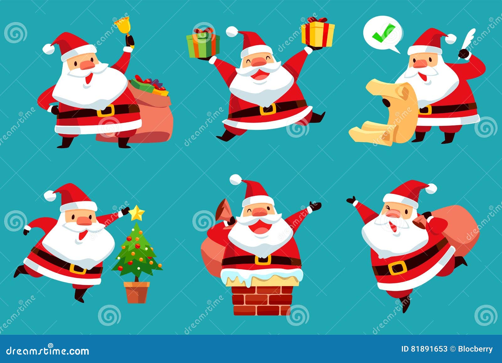 Set of Christmas Santa Claus Stock Vector - Illustration of holiday ...