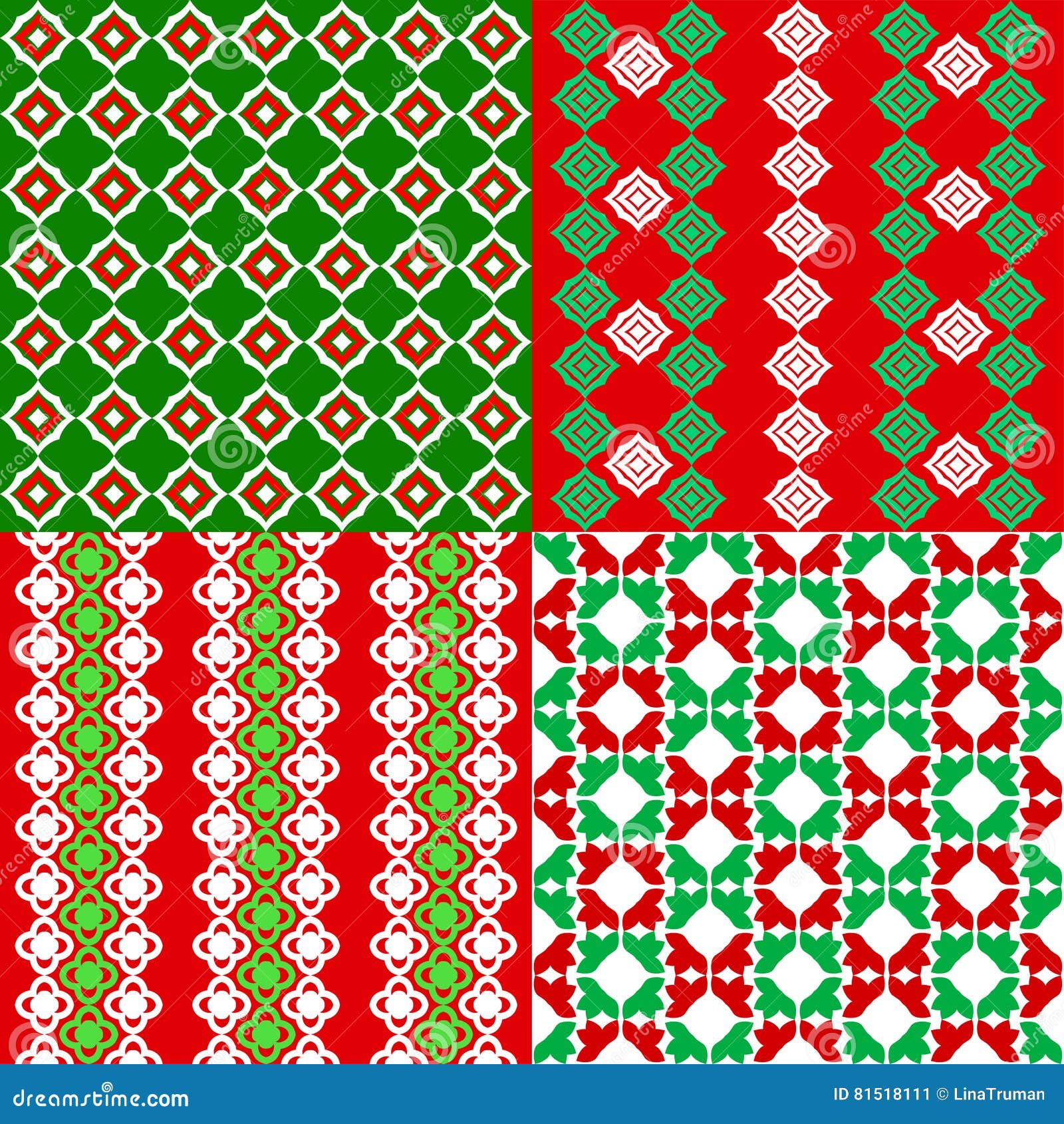 Set Of Christmas Seamless Patterns. Vintage Tile, Vector Stock Vector ...
