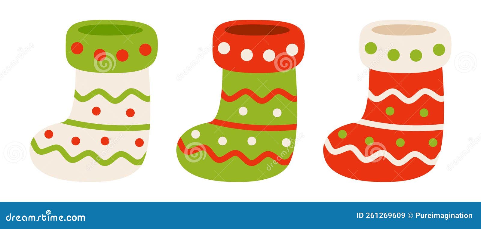 Set of Christmas Sock in Flat Style Isolated Stock Vector ...
